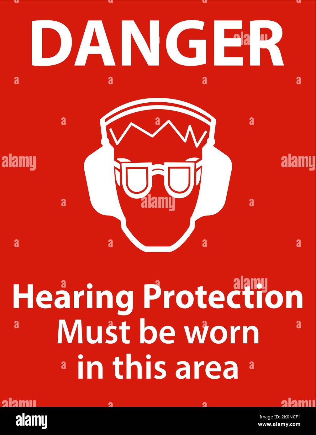 Danger Hearing Protection Must Be Worn Sign On White Background Stock ...