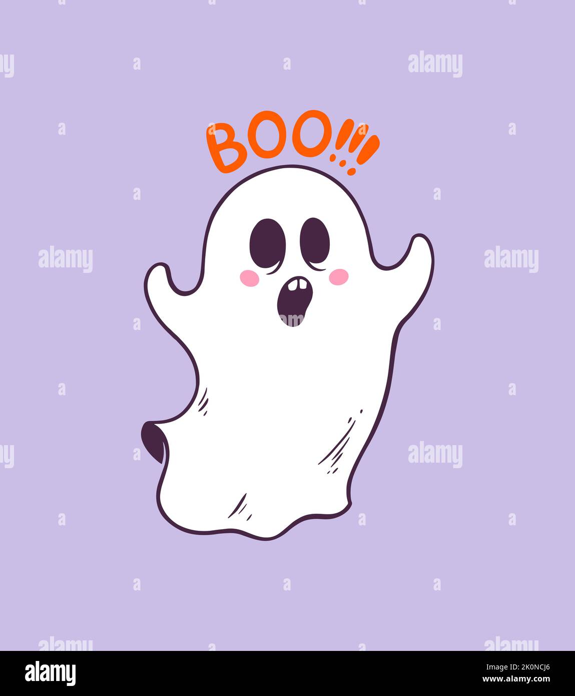 Cute cartoon Halloween Boo Ghost. Vector illustration Stock Vector ...