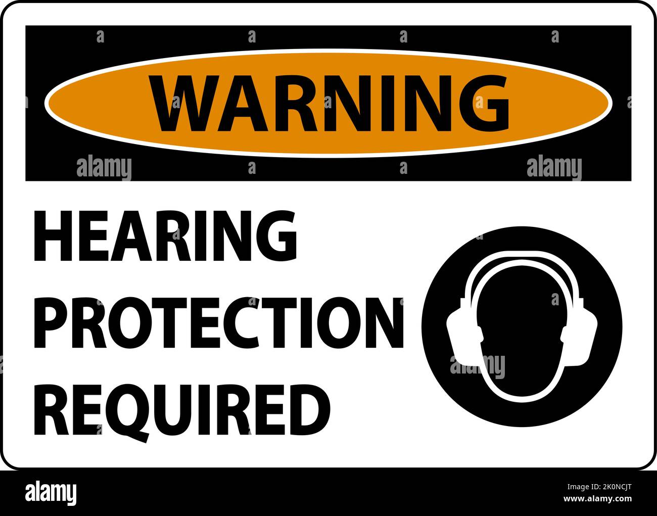 Warning Hearing Protection Required Sign On White Background Stock ...