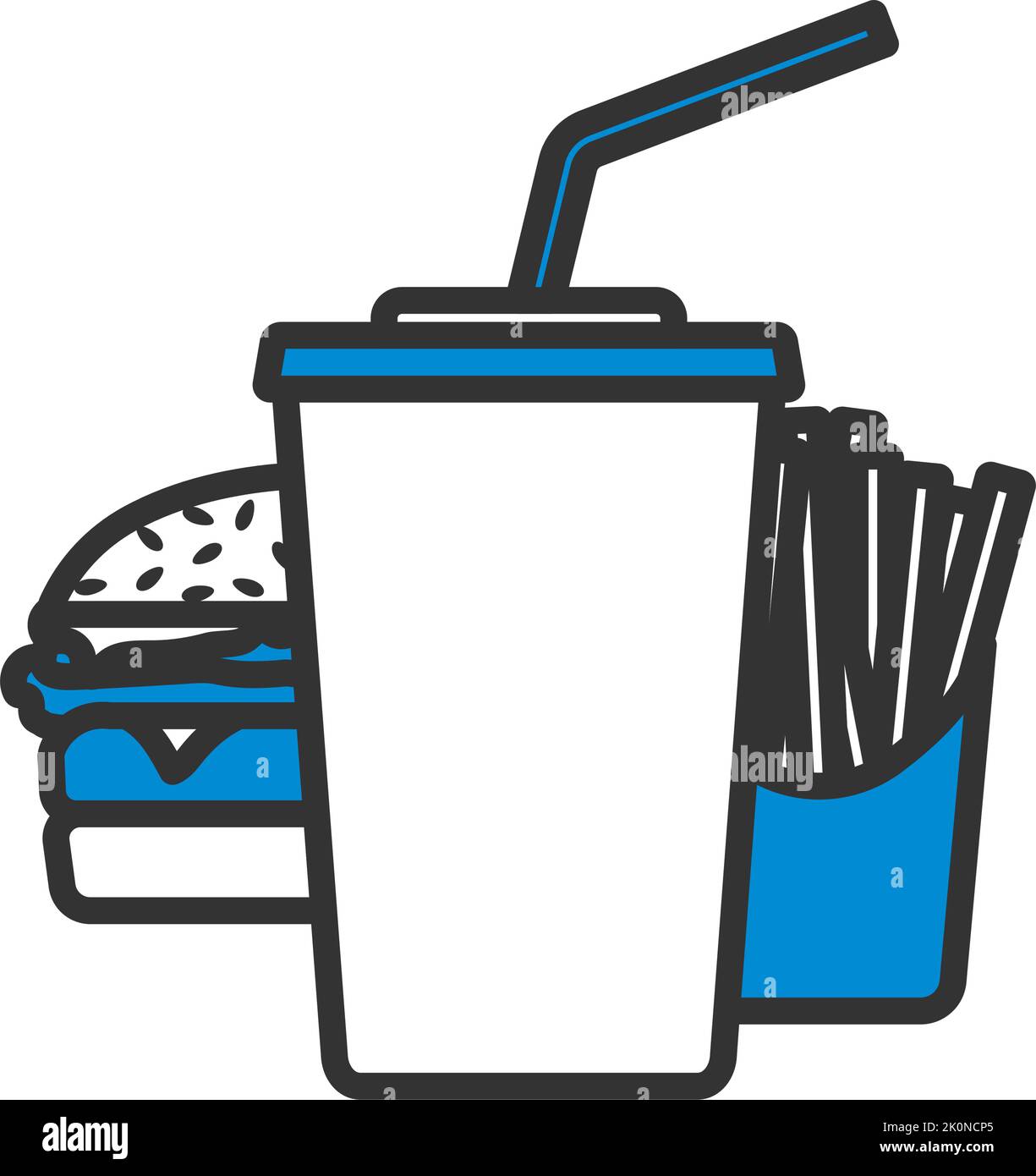 Fast Food Icon. Editable Bold Outline With Color Fill Design. Vector ...