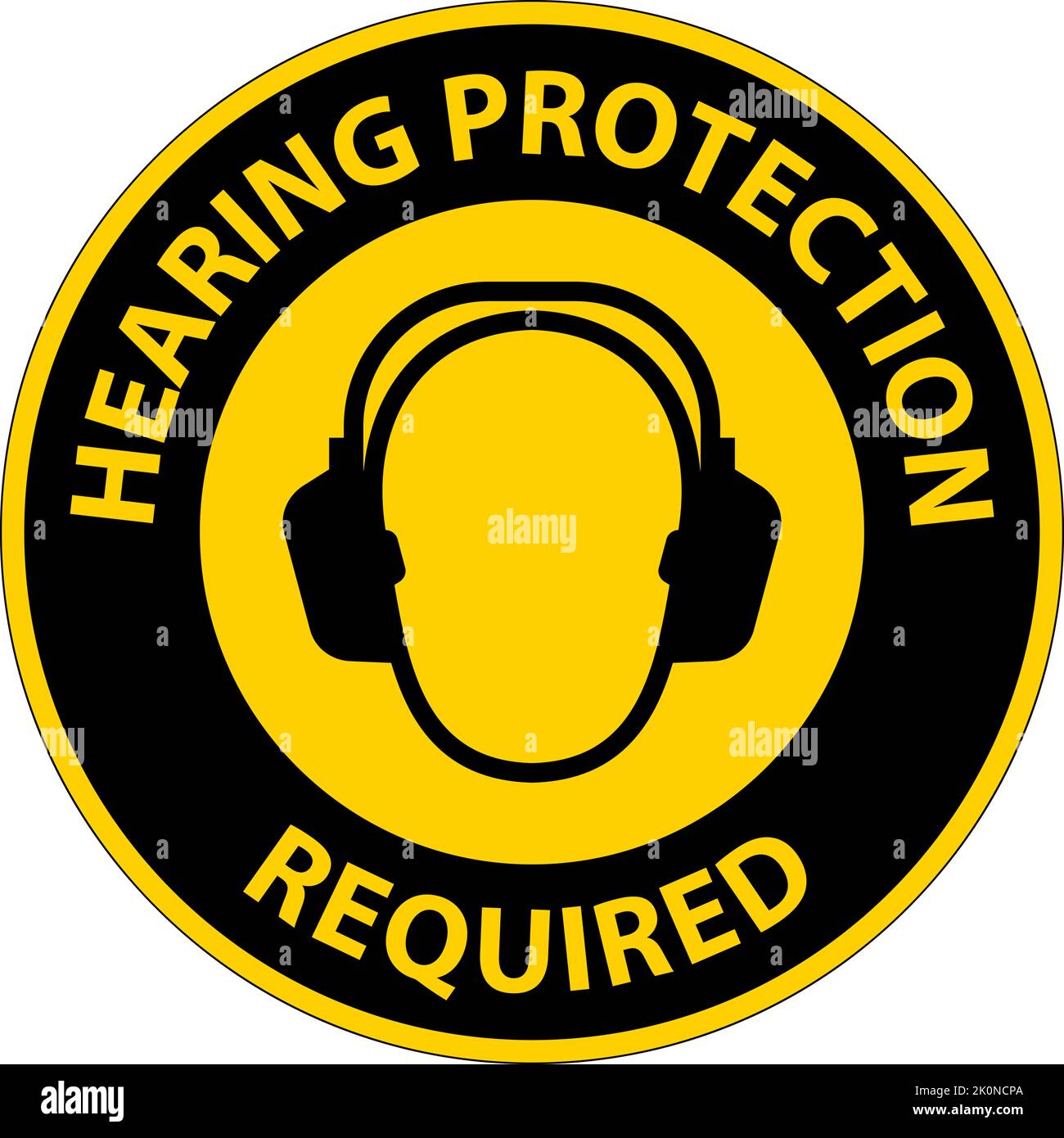 Caution Hearing Protection Required Sign On White Background Stock ...