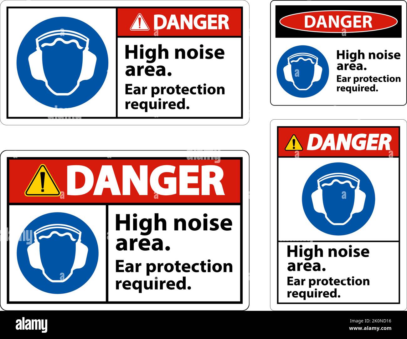 Danger Ear Protection Required Sign On White Background Stock Vector ...