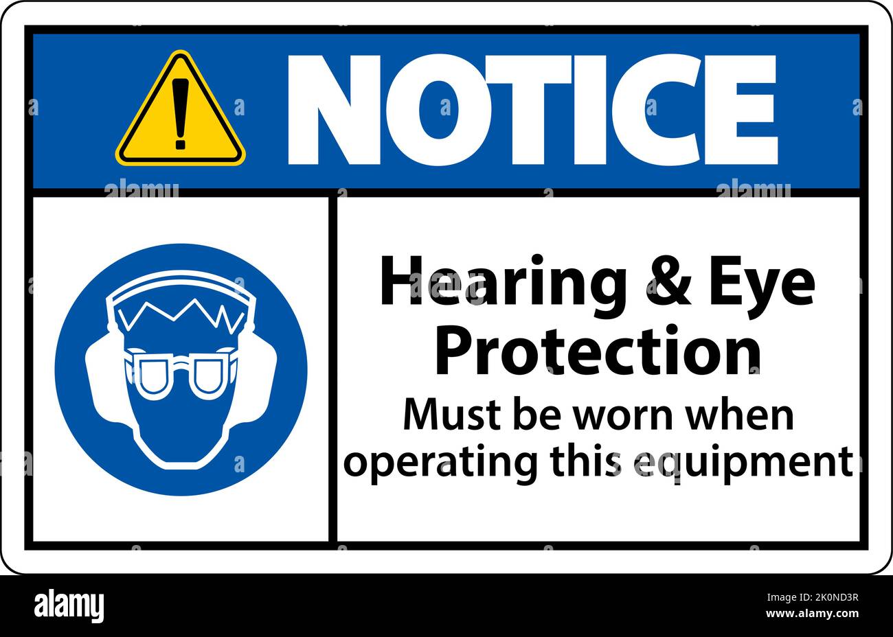 Notice Hearing and Eye Protection Sign On White Background Stock Vector ...