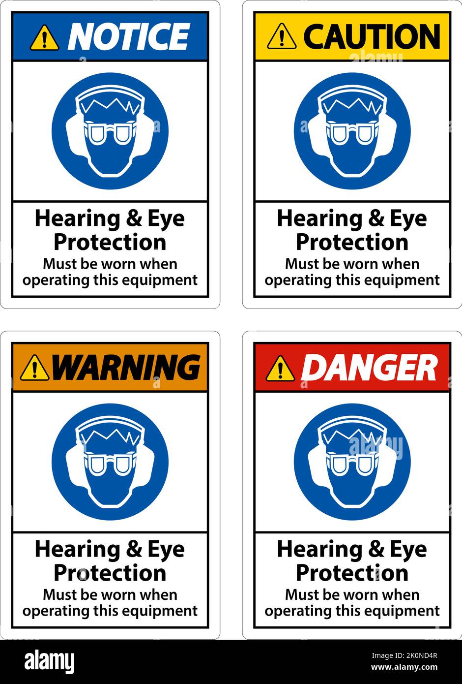 Hearing and Eye Protection Sign On White Background Stock Vector Image ...