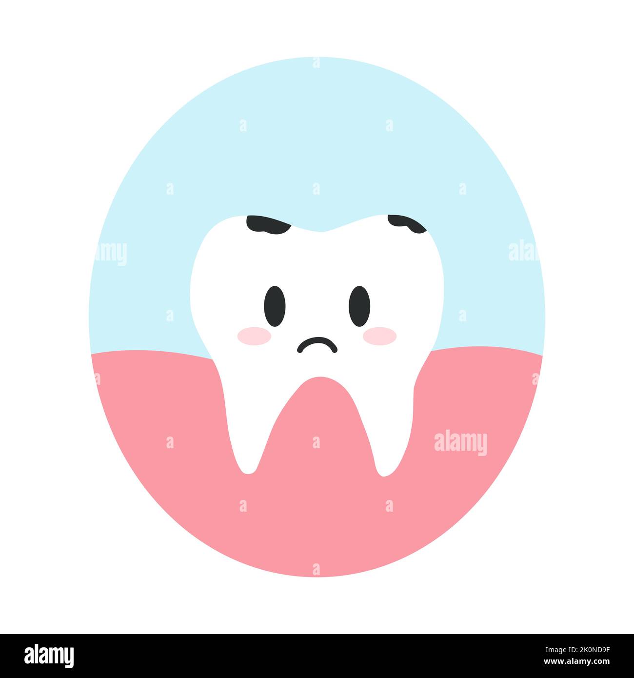 Sick tooth with caries in cartoon flat style. Vector illustration of ...