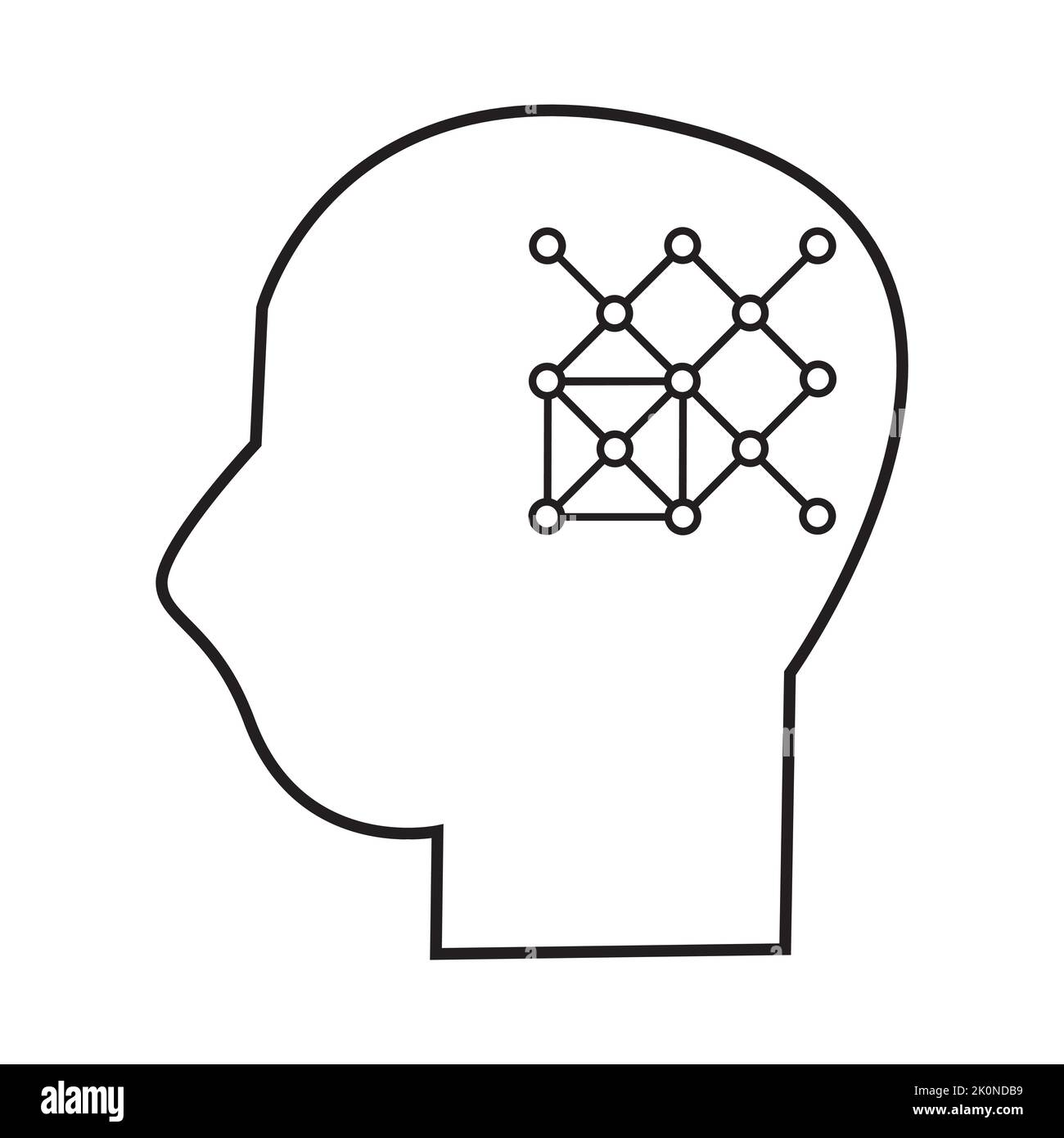 Simple icon of human brain artificial intelligence. Hand drawn style design for technology and ...