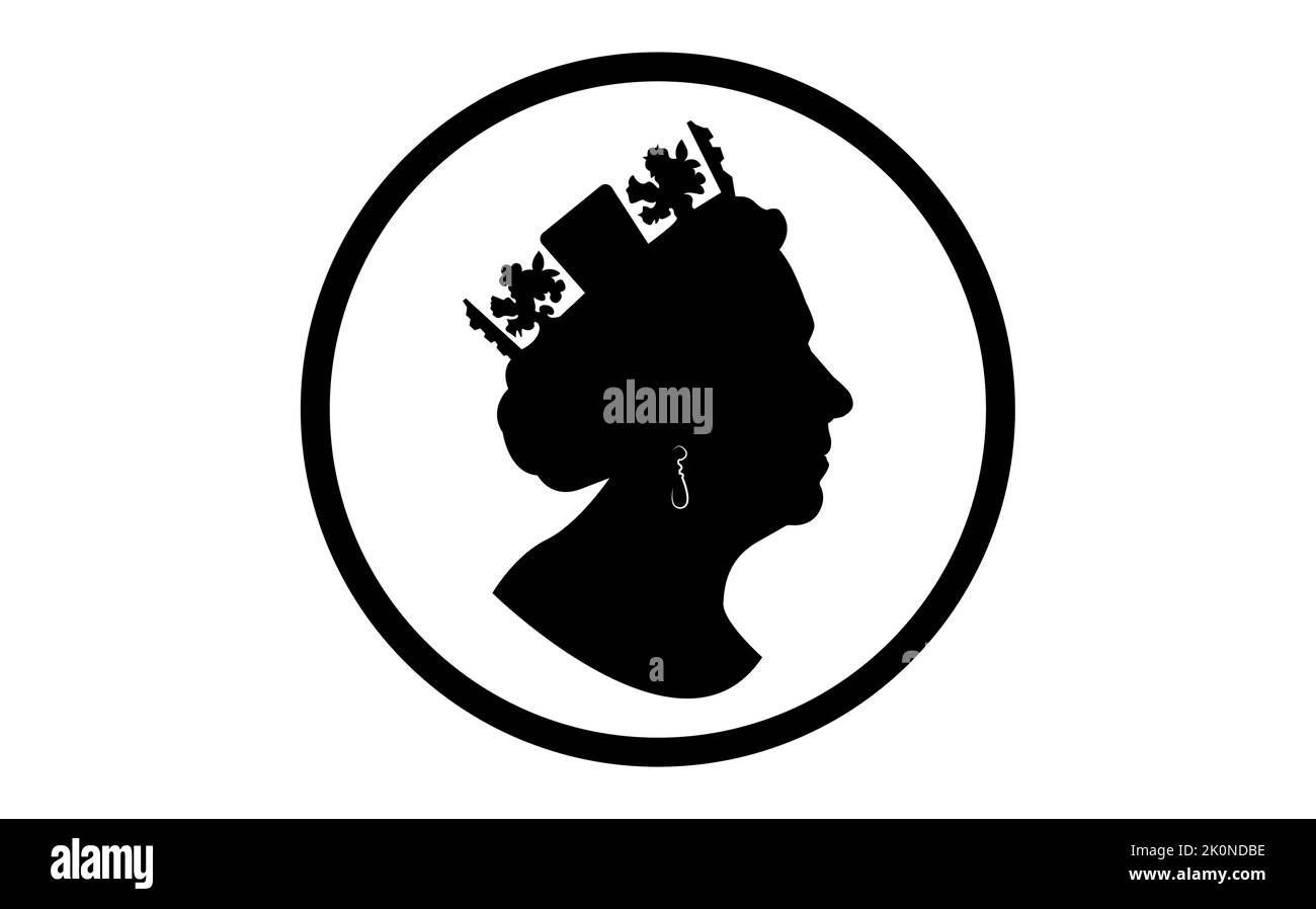 side profile of Queen Elizabeth II. The Queen's silhouette portrait ...