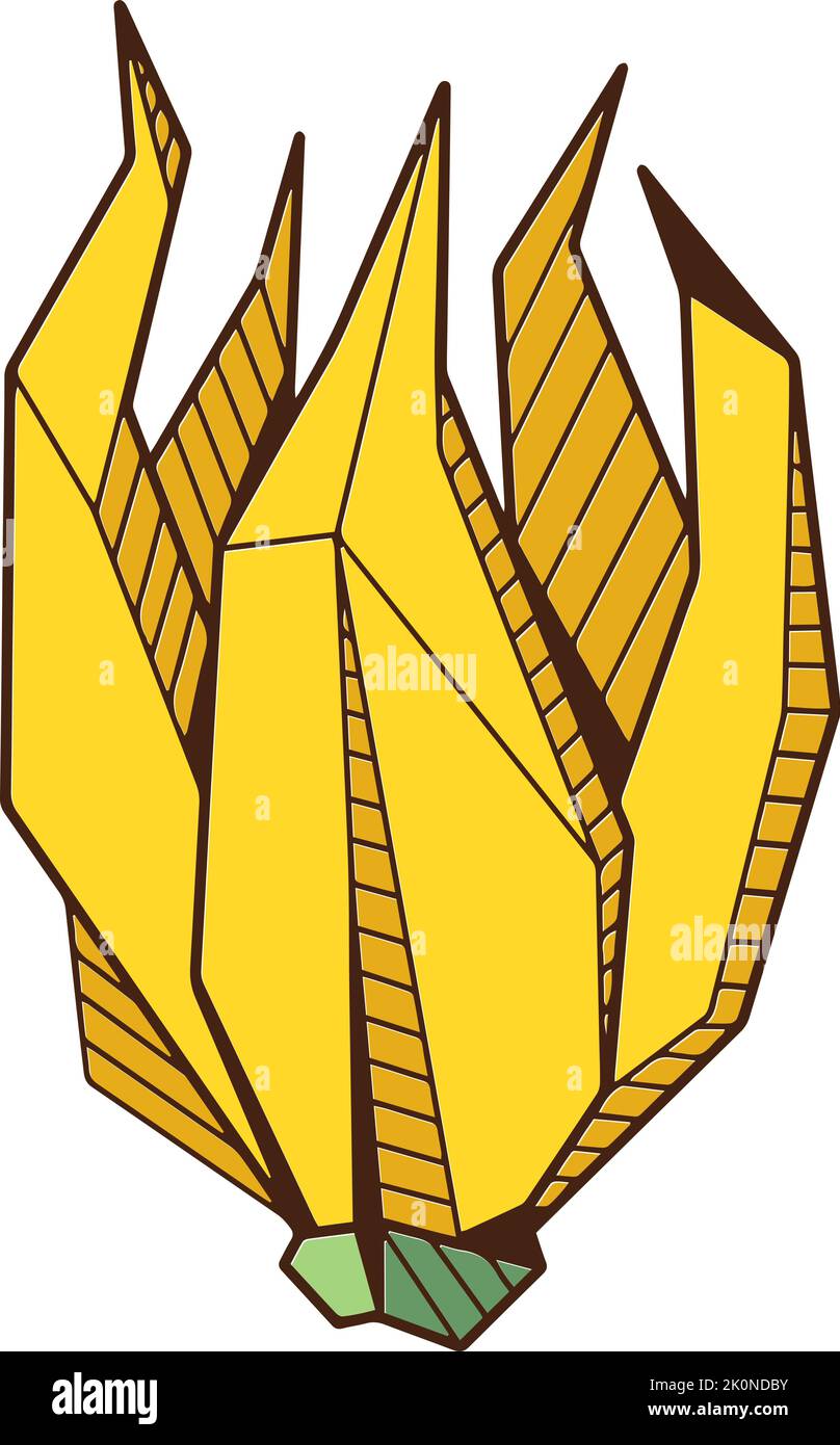 Colored hand drawind geometrical flower bud, Ylang-Ilang bud line art ...