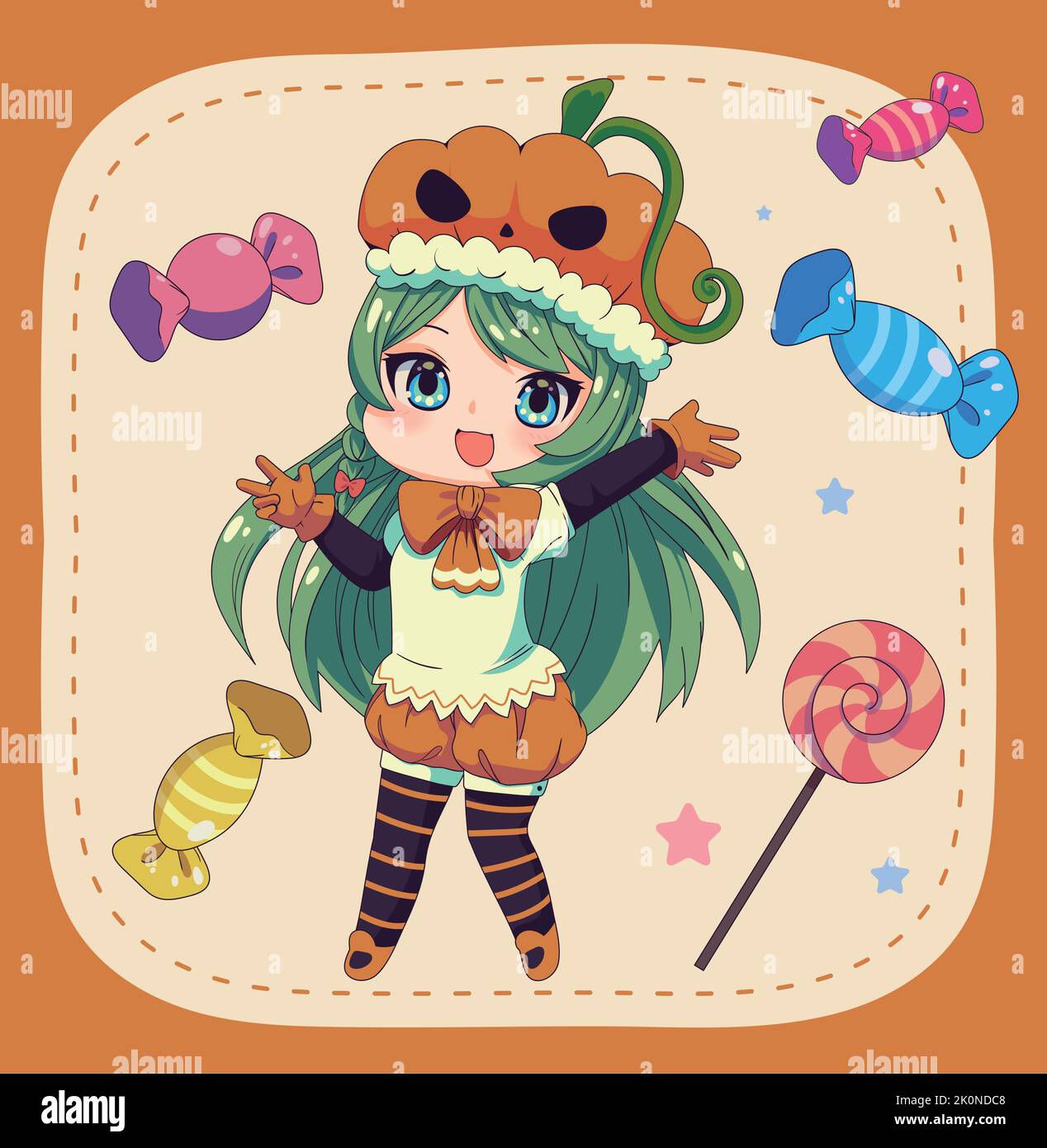 chibi girl pumpkin Stock Vector Image & Art - Alamy