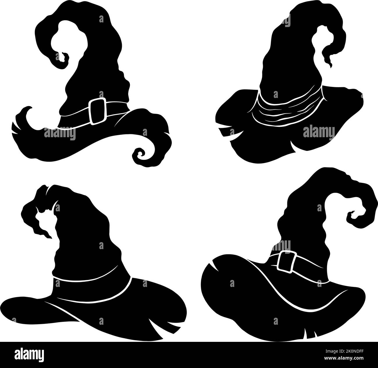 Witch hat icons set. Halloween costume. Vector illustration Stock ...