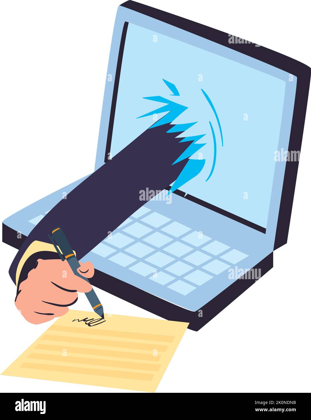 Laptop hand document on Stock Vector Images - Alamy