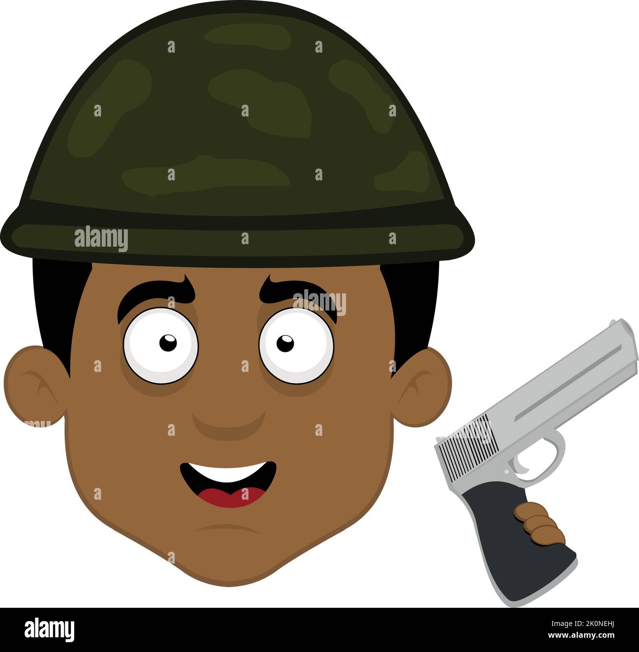 Vector illustration of the face of a cartoon war soldier with a ...