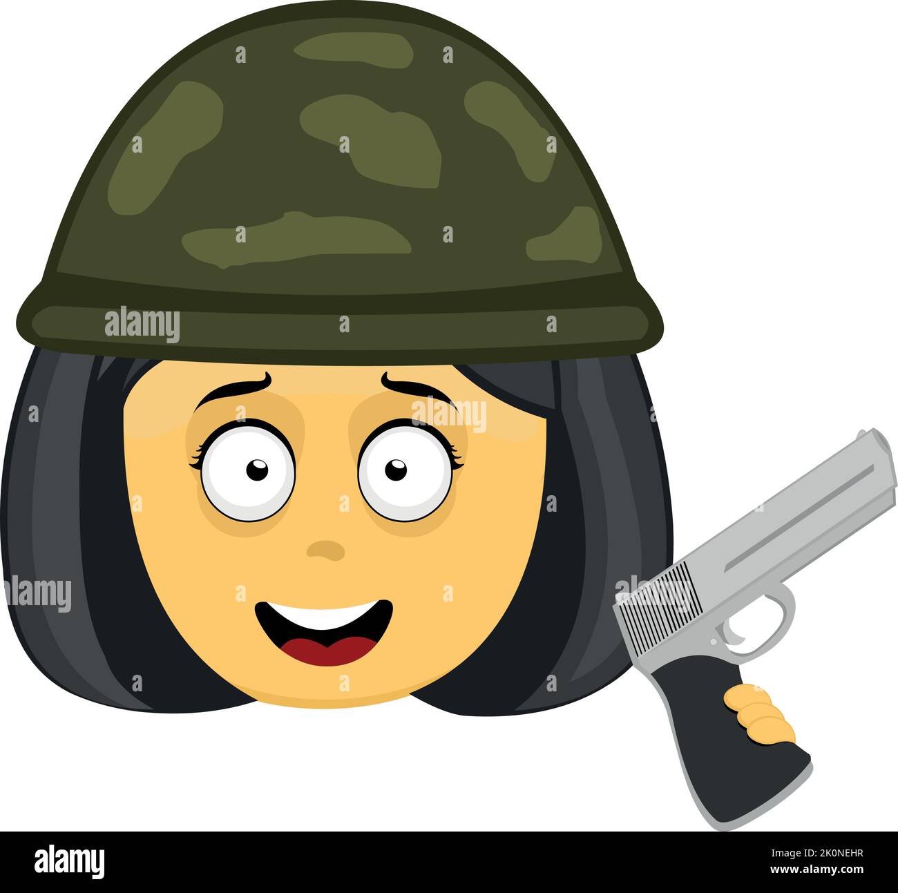 Vector illustration of emoji of the face of a yellow cartoon woman with ...