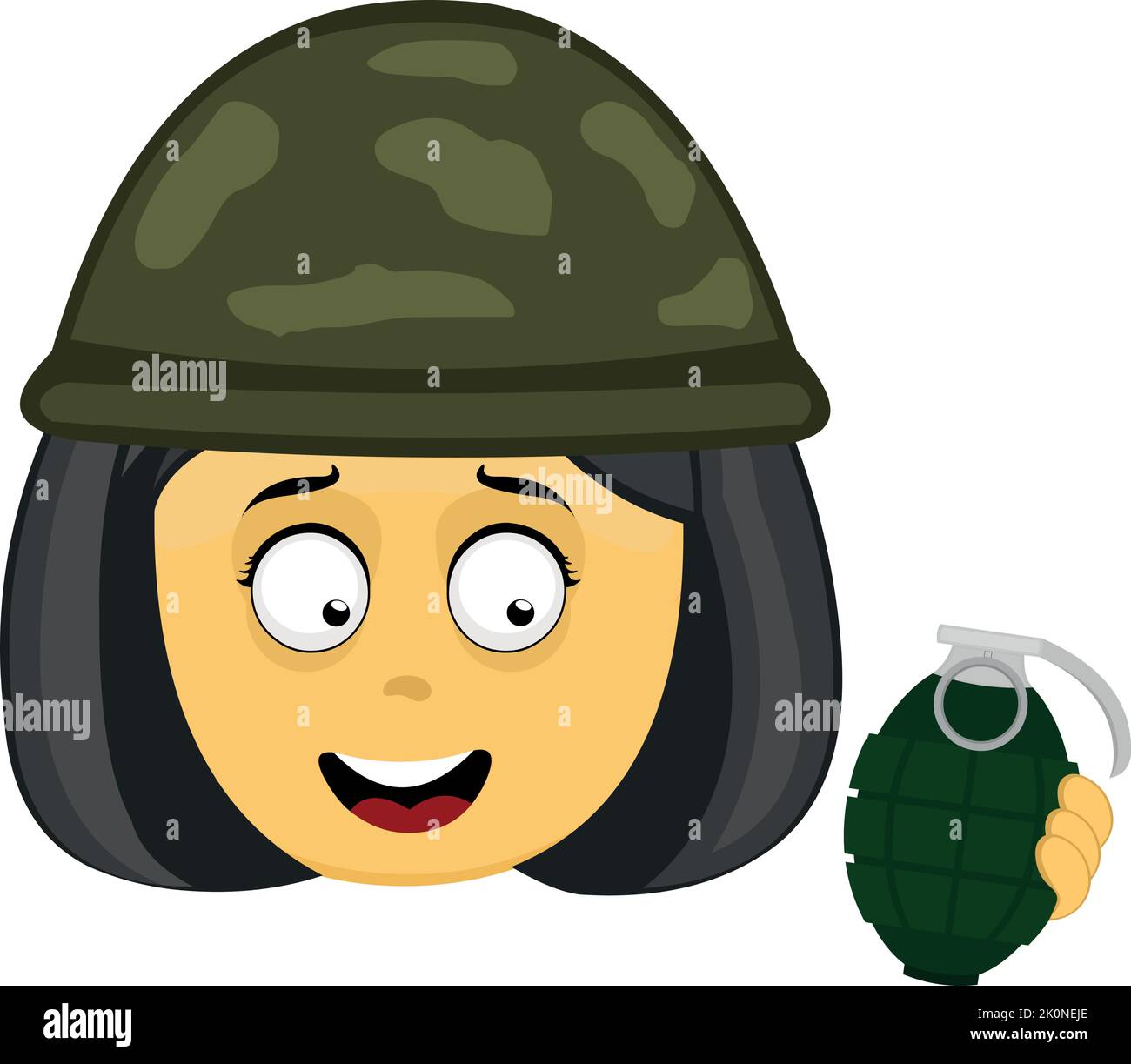 Vector emoji illustration of the face of a female soldier with a ...