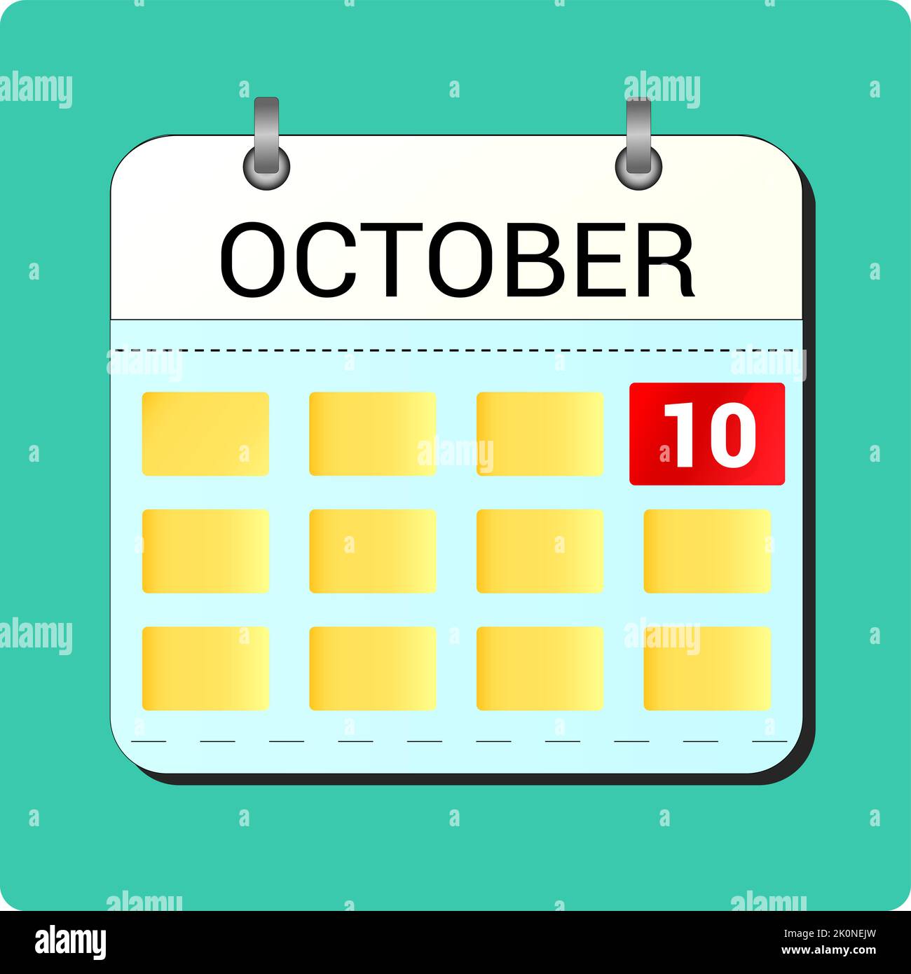 calendar vector drawing, date October 10 on the page.eps Stock Vector ...
