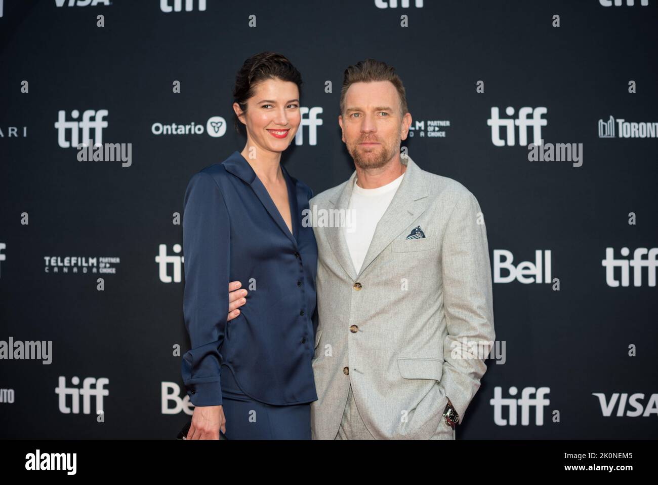 Toronto, Canada, Sept. 12, 2022. Actor Ewan McGregor and wife Mary Elizabeth Winstead pose for ...