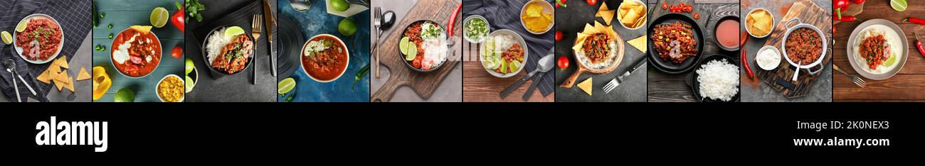 Collection of traditional chili con carne, top view Stock Photo - Alamy