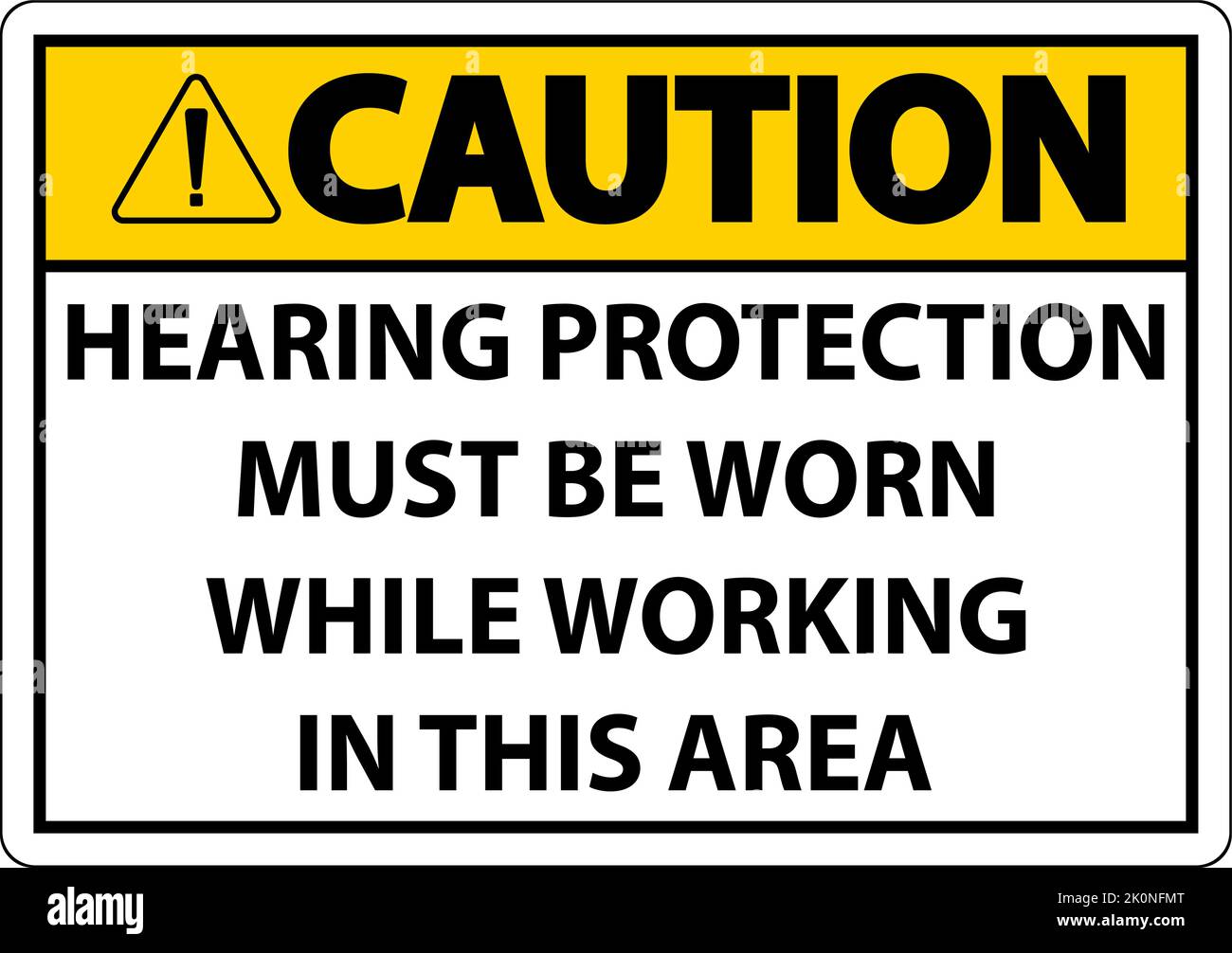 Caution Hearing Protection Must Be Worn Sign On White Background Stock ...