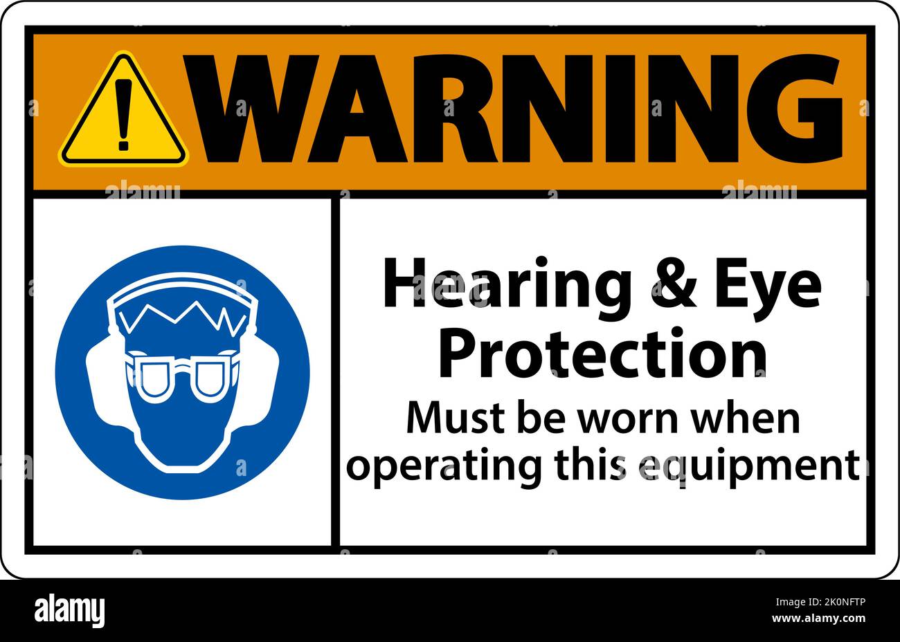 Warning Hearing and Eye Protection Sign On White Background Stock ...