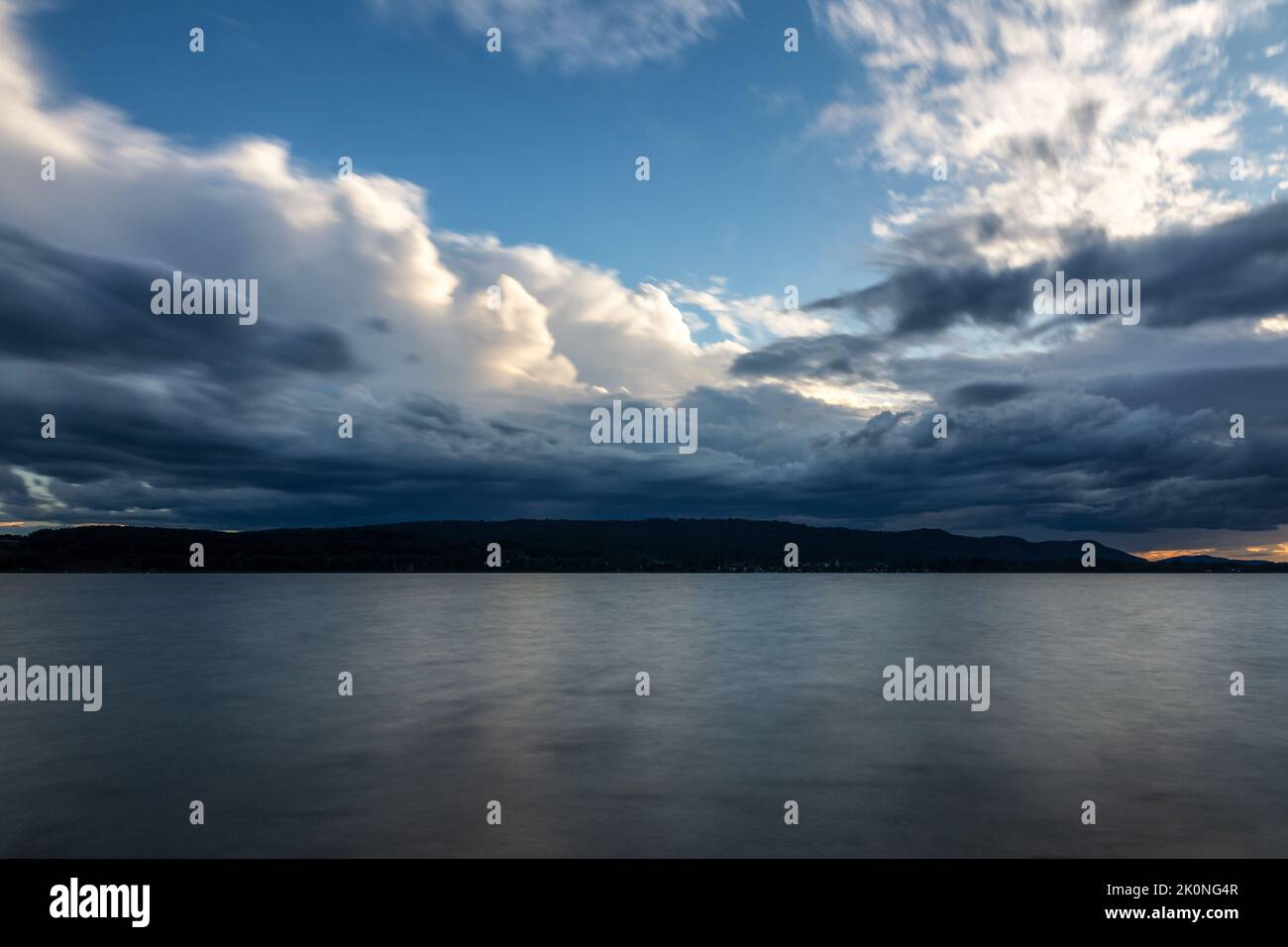 Storm moves over Lake Constance with powerful clouds in the sky Stock ...