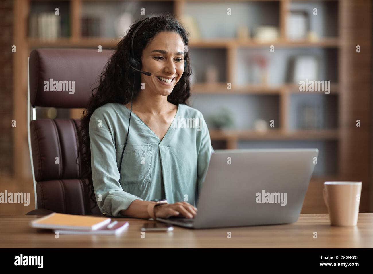 Employee talking online interview sitting hi-res stock photography and ...