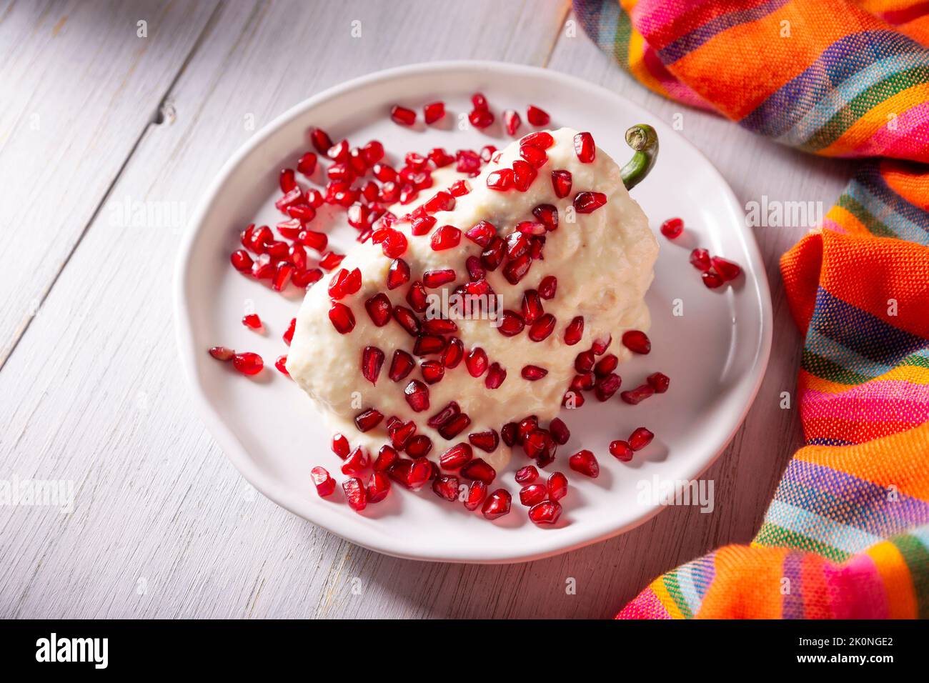 Chile en Nogada, Typical dish from Mexico. Prepared with poblano chili ...