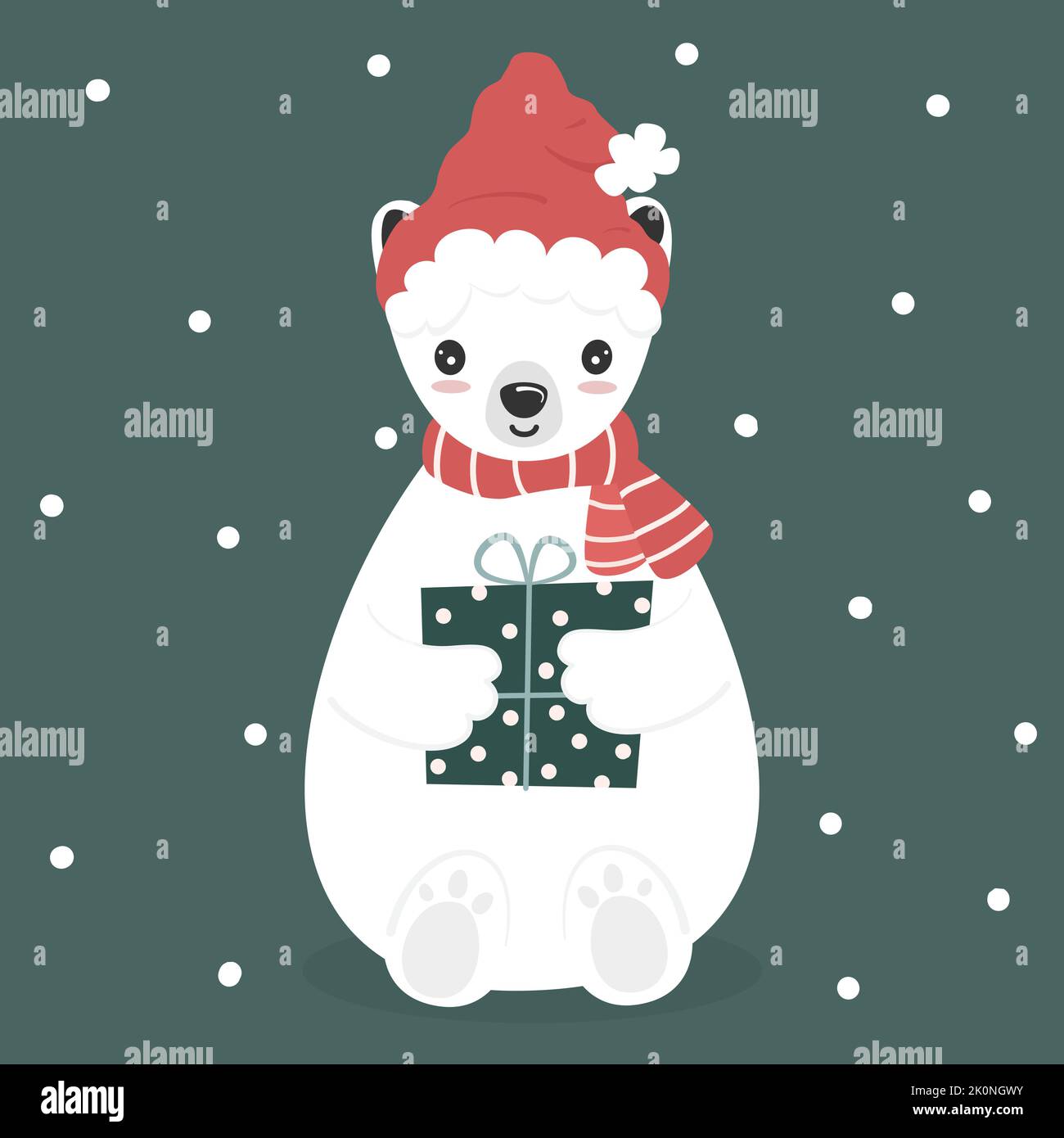 Cute lovely hand drawn cartoon character baby white polar bear with ...