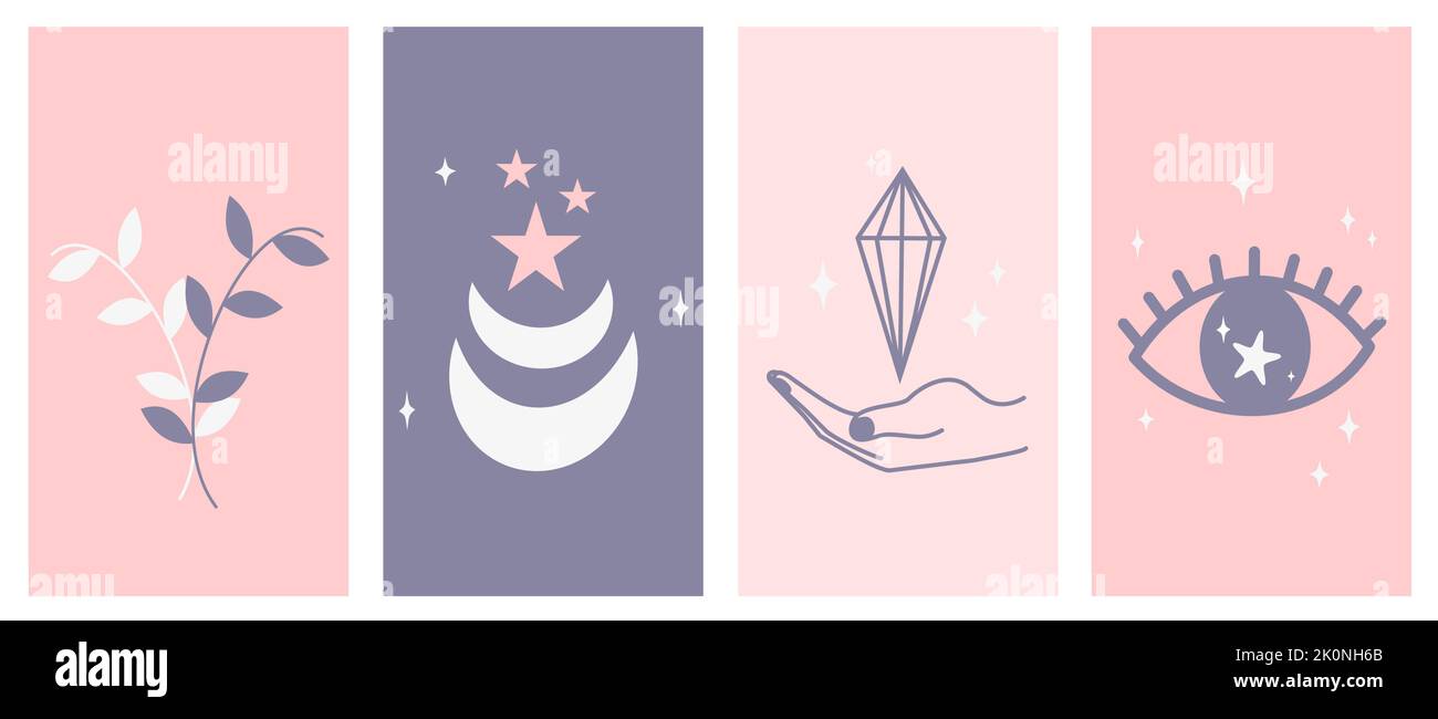 Vector set of abstract mystic logo design templates in simple linear ...