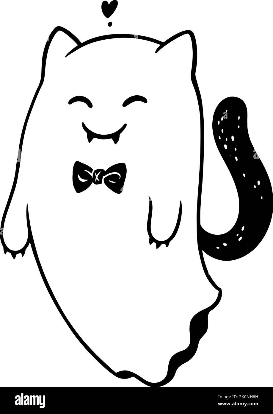 Cute cartoon Halloween Cat Ghost. Vector illustration Stock Vector ...