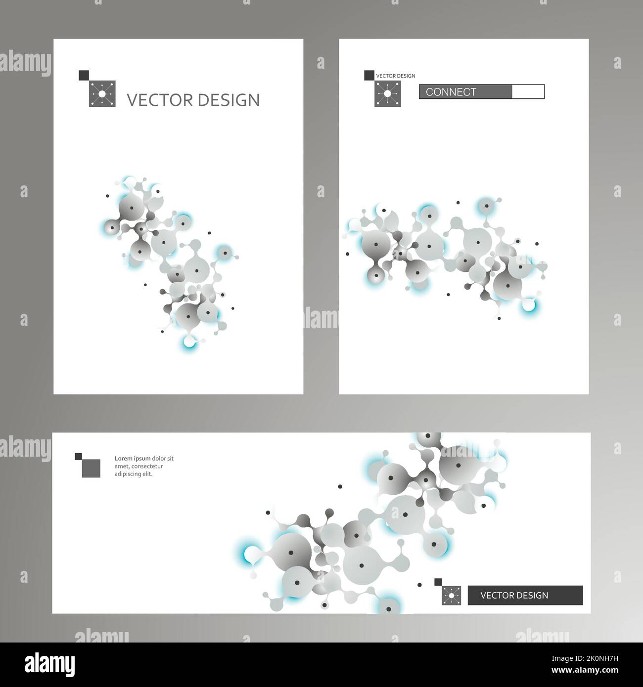 Vector connect design. Molecular compounds of circles with colored ...