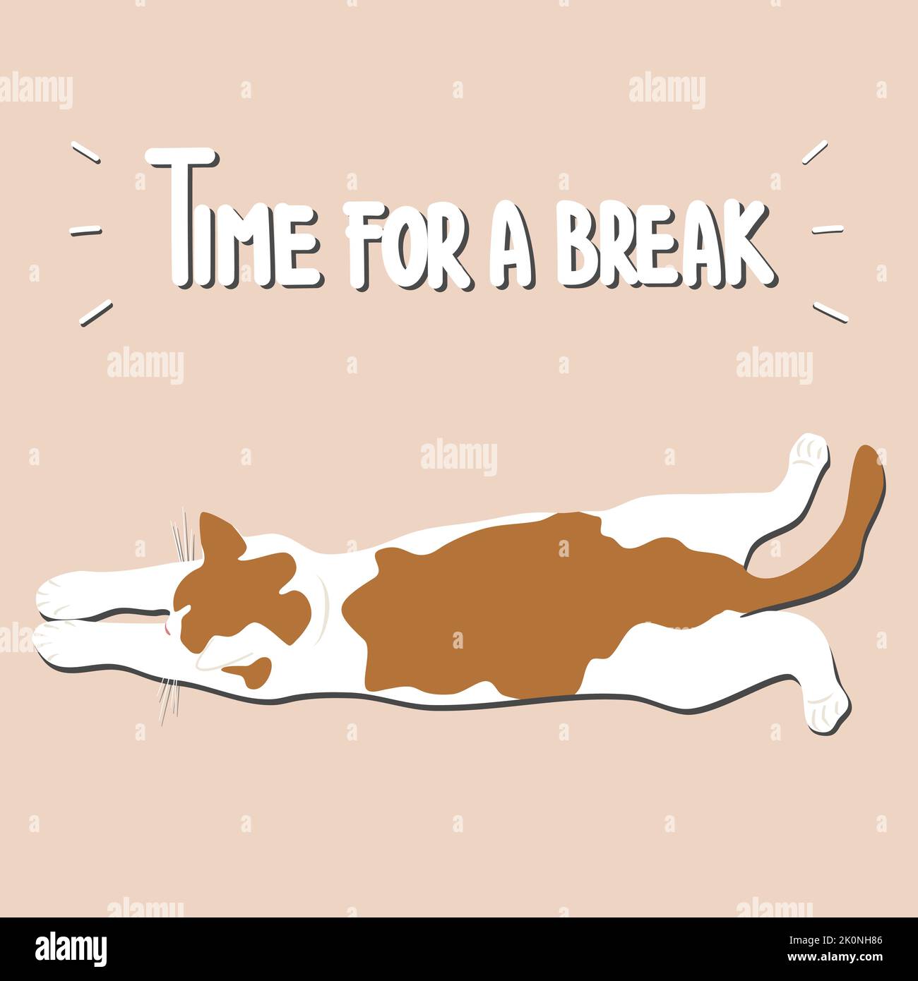 cute hand drawn lettering time for a break text with cartoon character ...