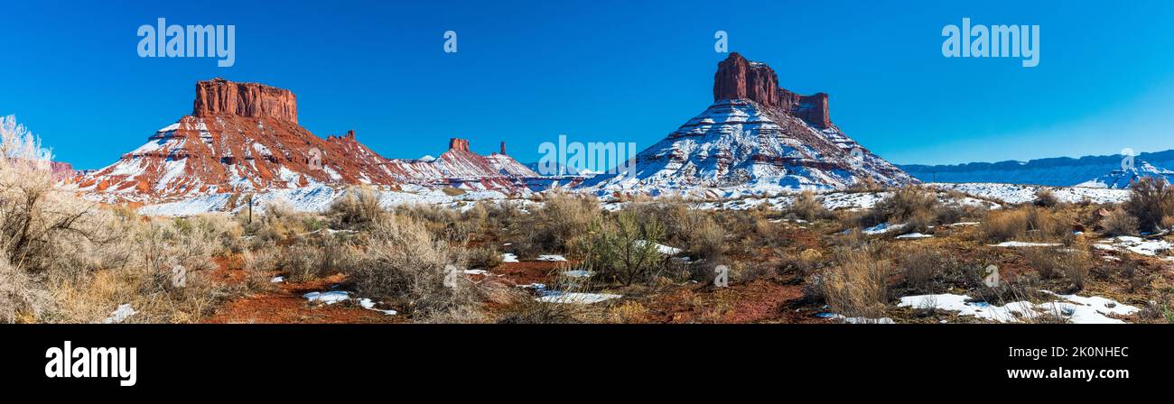 Panoramic landscape of the Beautiful Colorado River Canyon near Moab ...