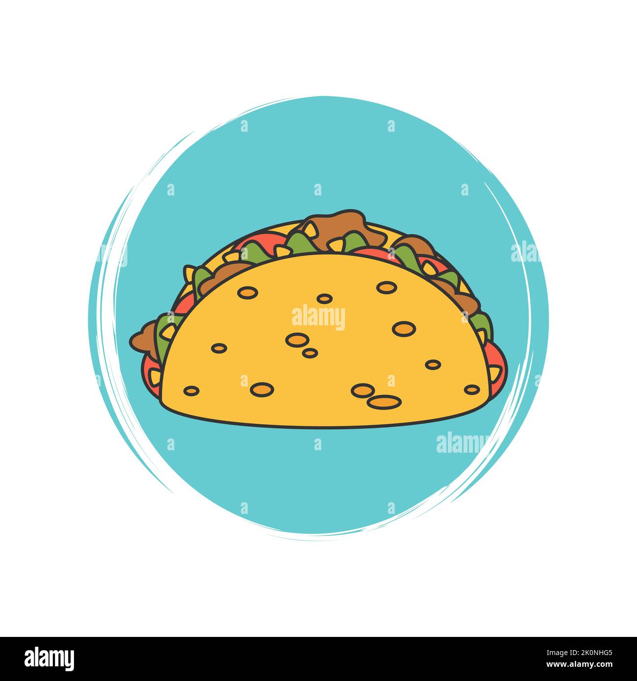 Cute logo or icon vector with traditional mexican taco, illustration on ...