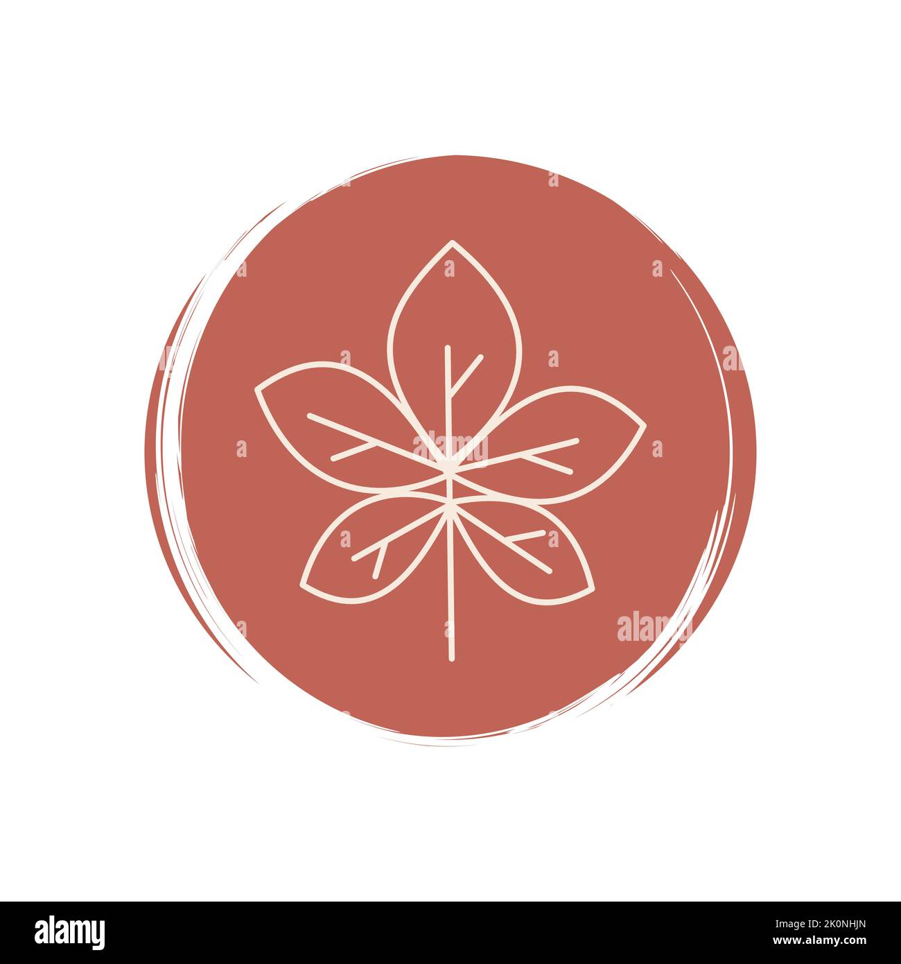Cute autumn leaf icon vector, illustration on circle with brush texture ...