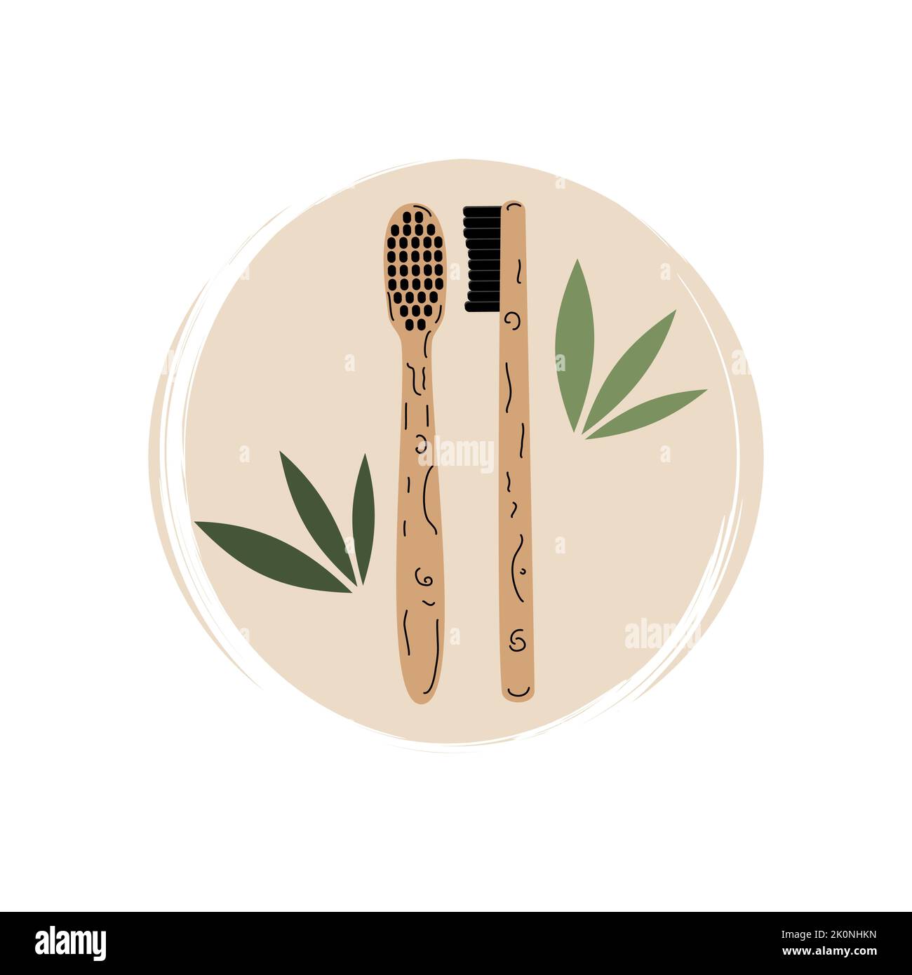 Cute logo or icon vector with ecological bamboo toothbrushes ...