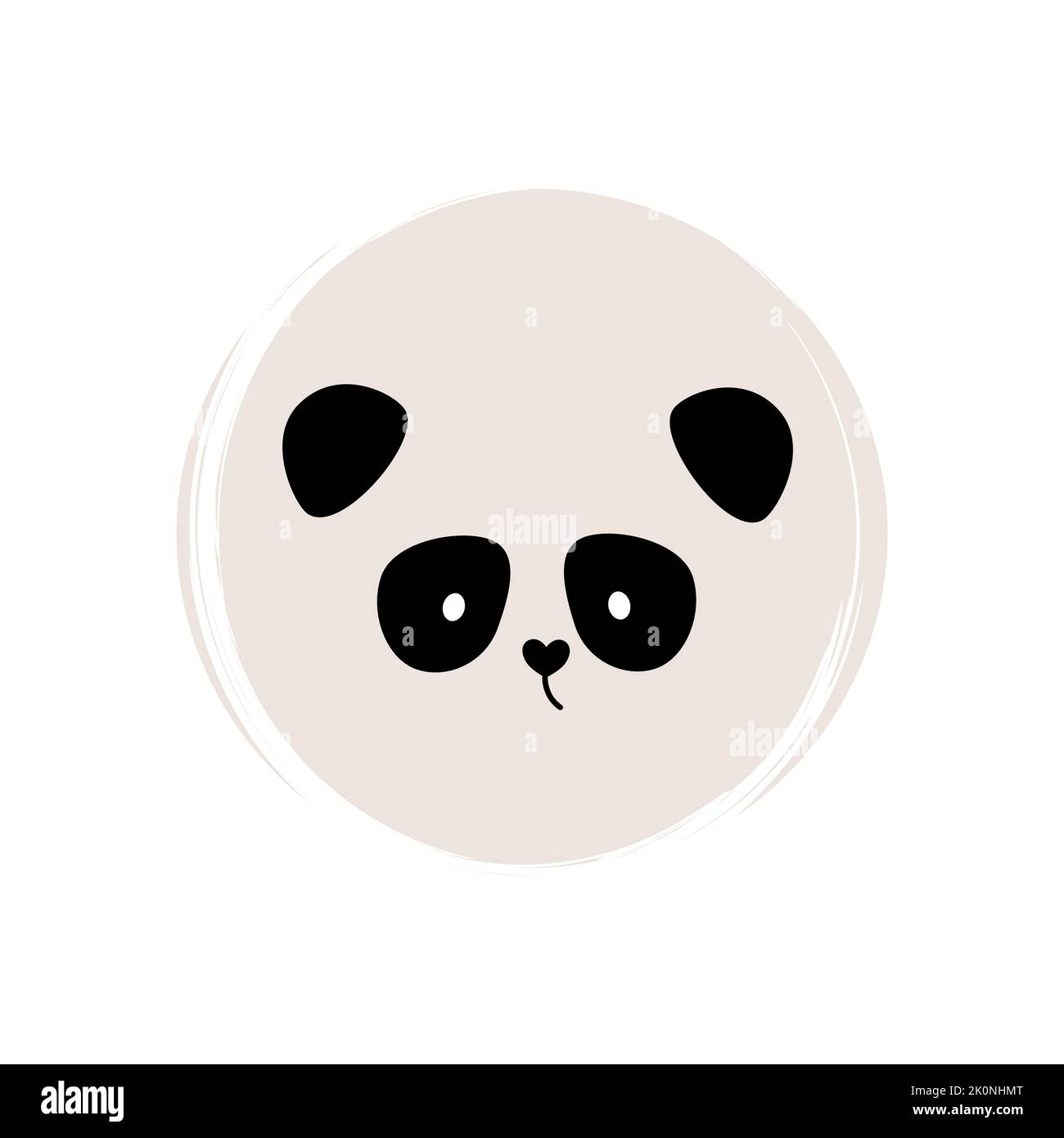 Cute logo or icon vector with panda bear, illustration on circle with ...
