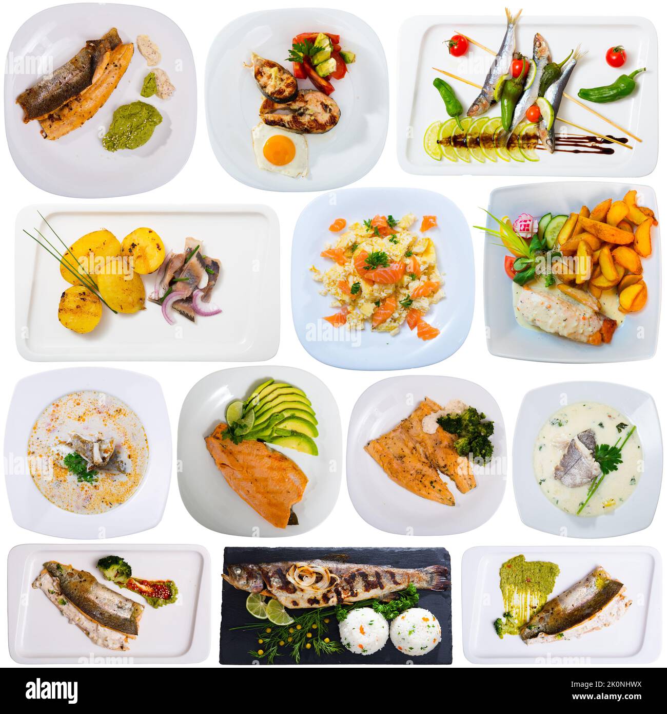 Set of assorted dishes with fish Stock Photo - Alamy