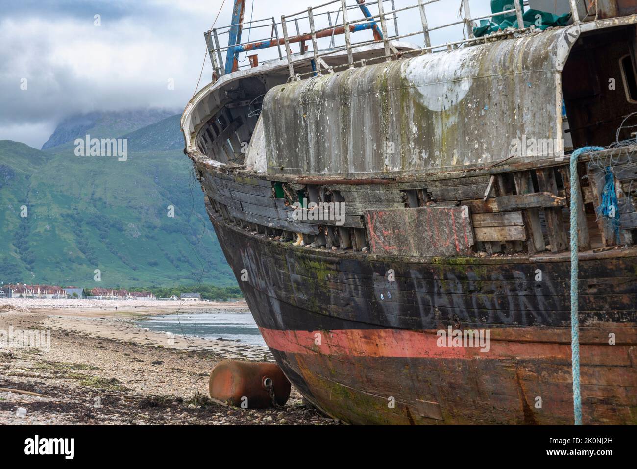 On the shore of Loch Linnhe,on Caol beach,with Ben Nevis as a backdrop ...