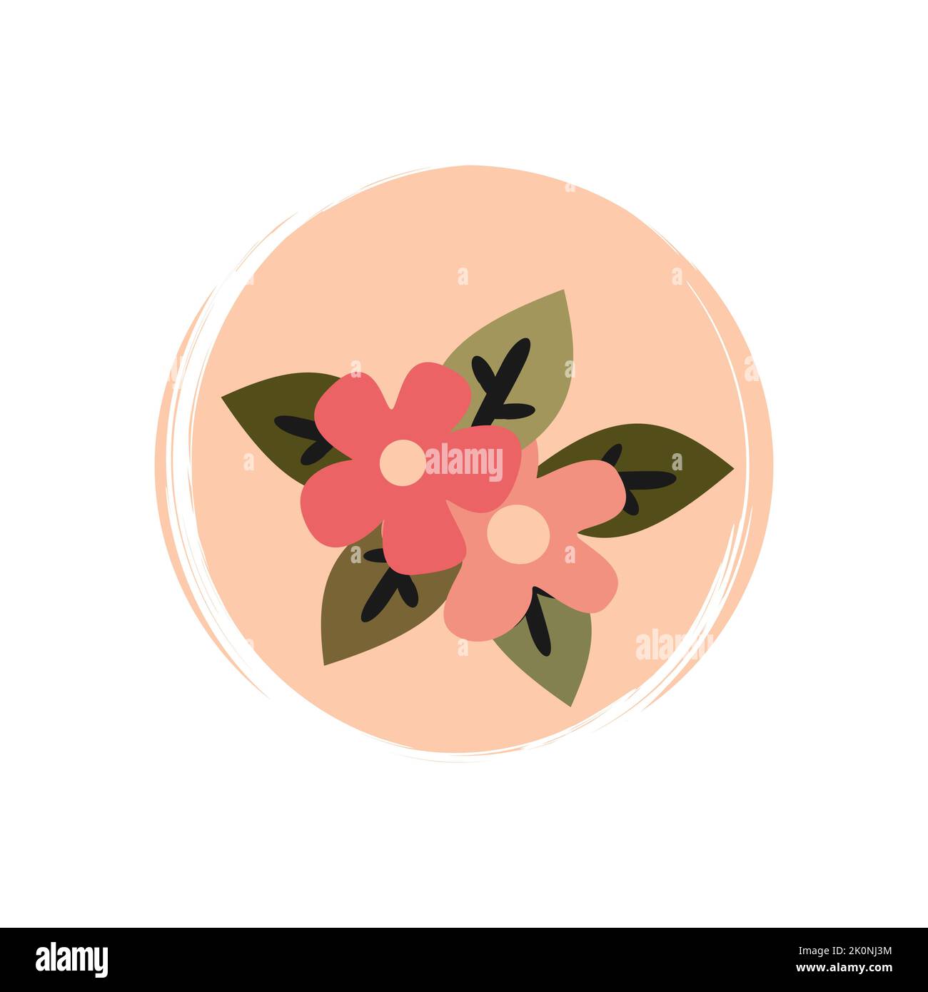 Cute logo or icon vector with abstract flowers in contemporary boho ...