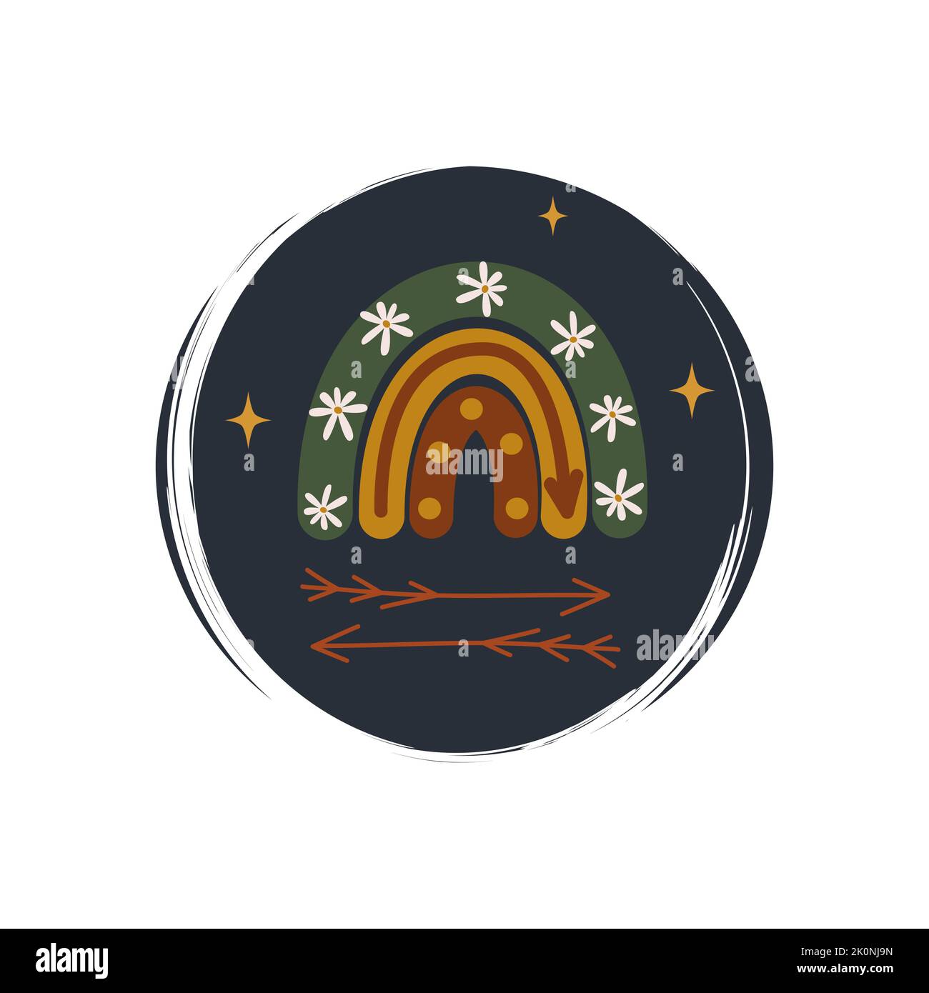 Cute logo or icon vector with abstract rainbow in contemporary boho ...