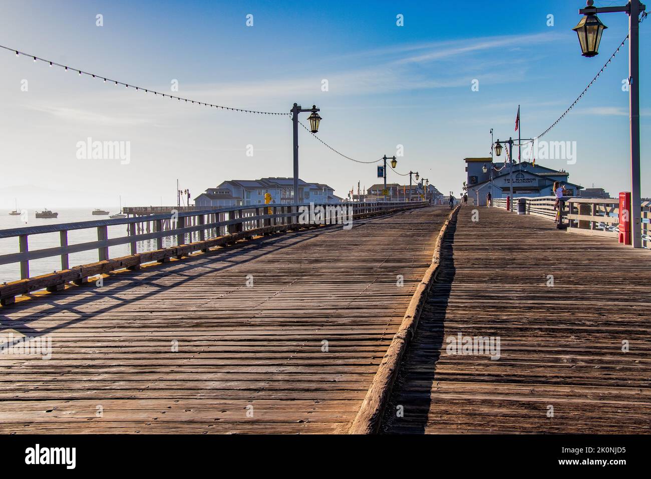 View of the pier entrance at Stearn's Wharf Santa Barbara in the early ...