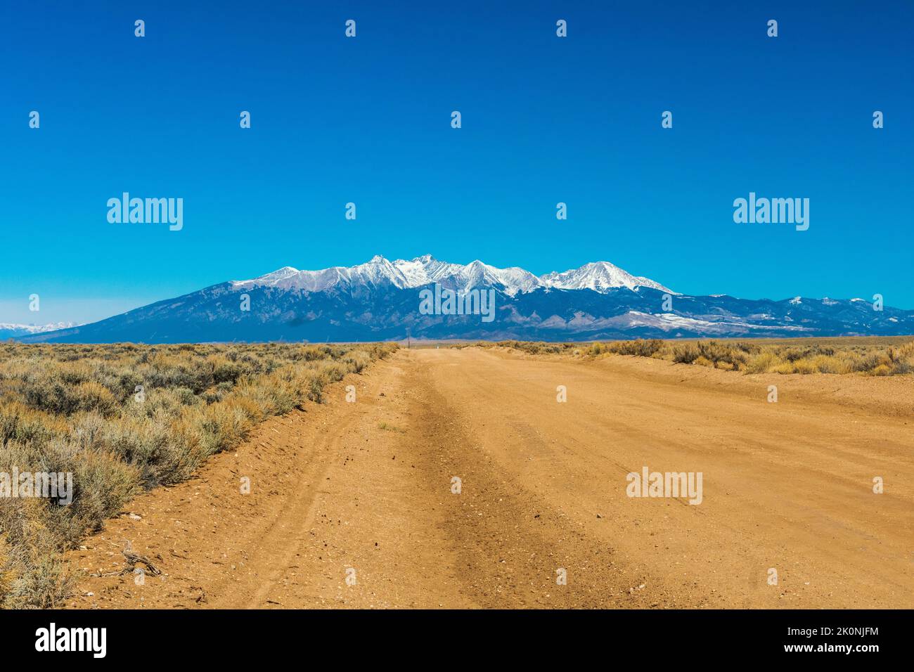 Beautiful snow capped mountains in the San Luis Valley Colorado Stock ...