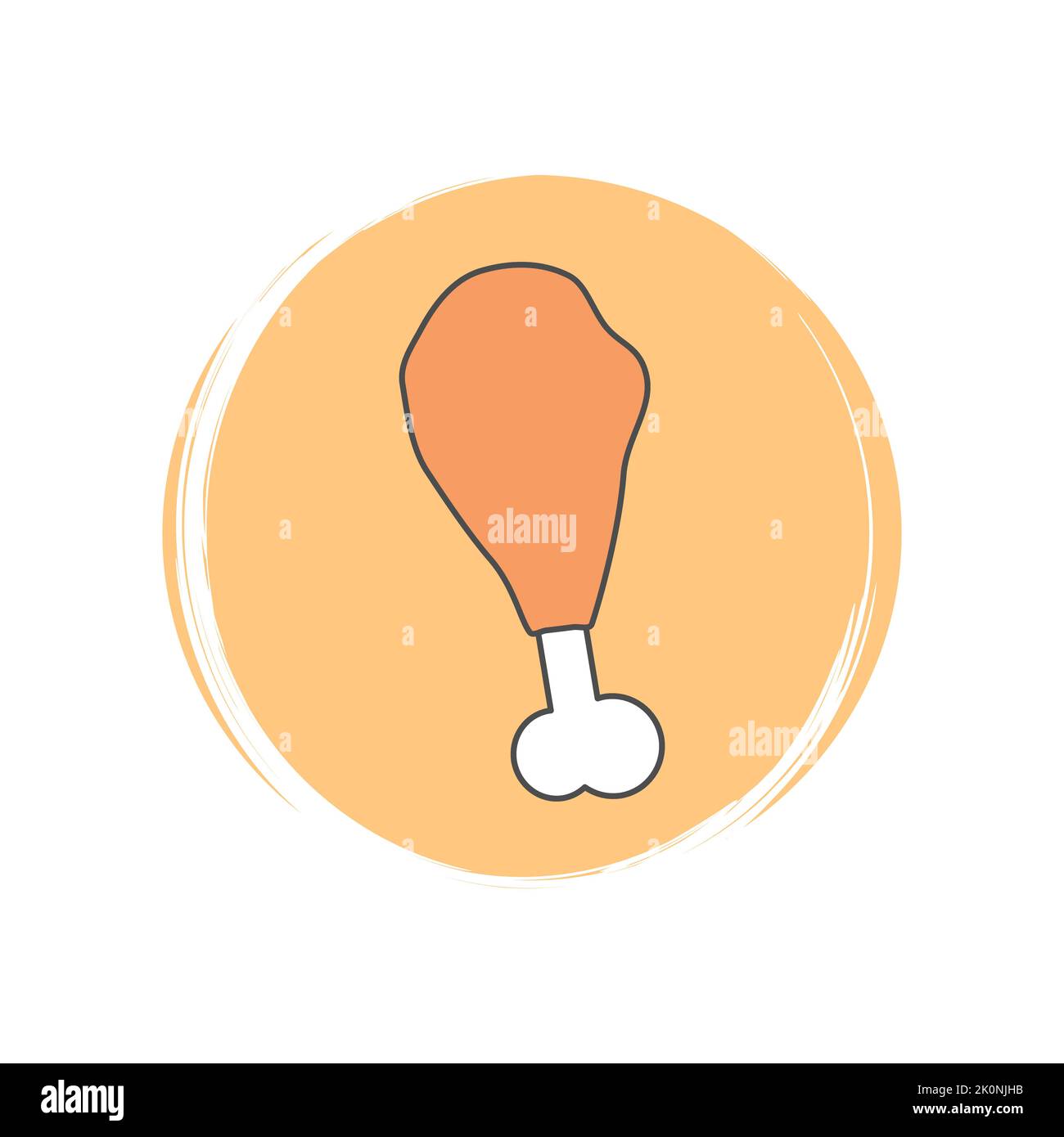 Fried chicken icon vector, illustration on circle with brush texture ...