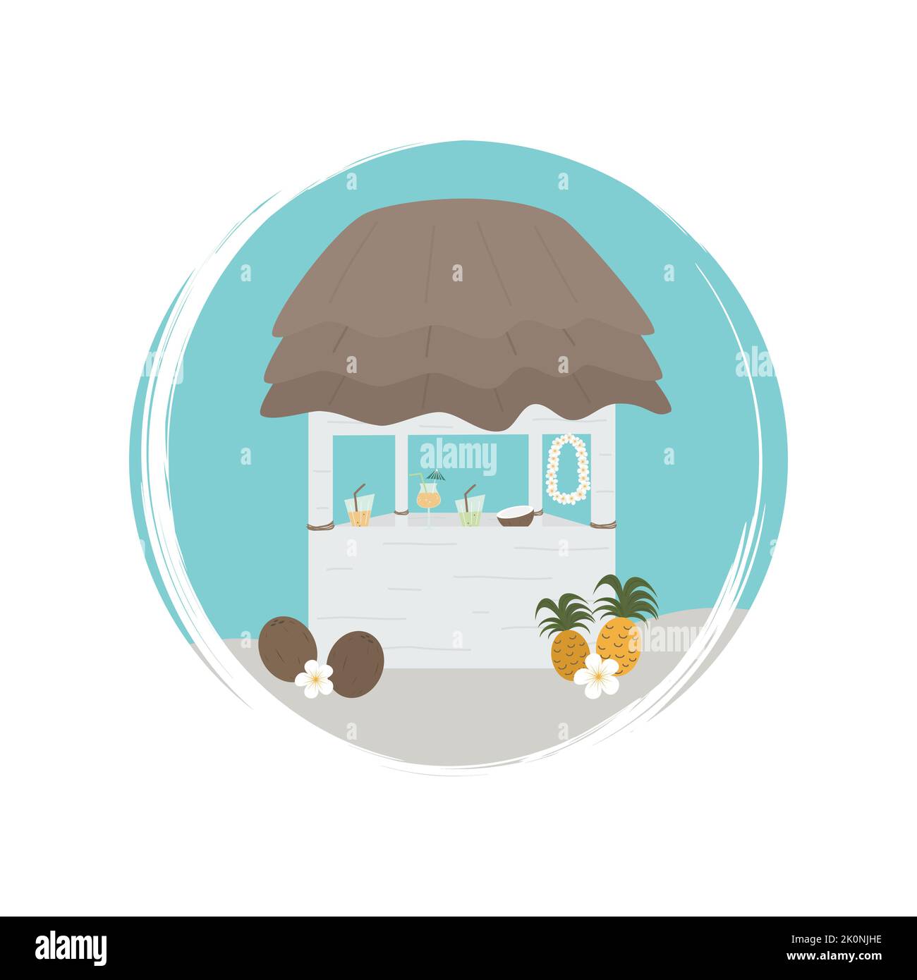 Cute logo or icon vector with tiki bar, illustration on circle with ...