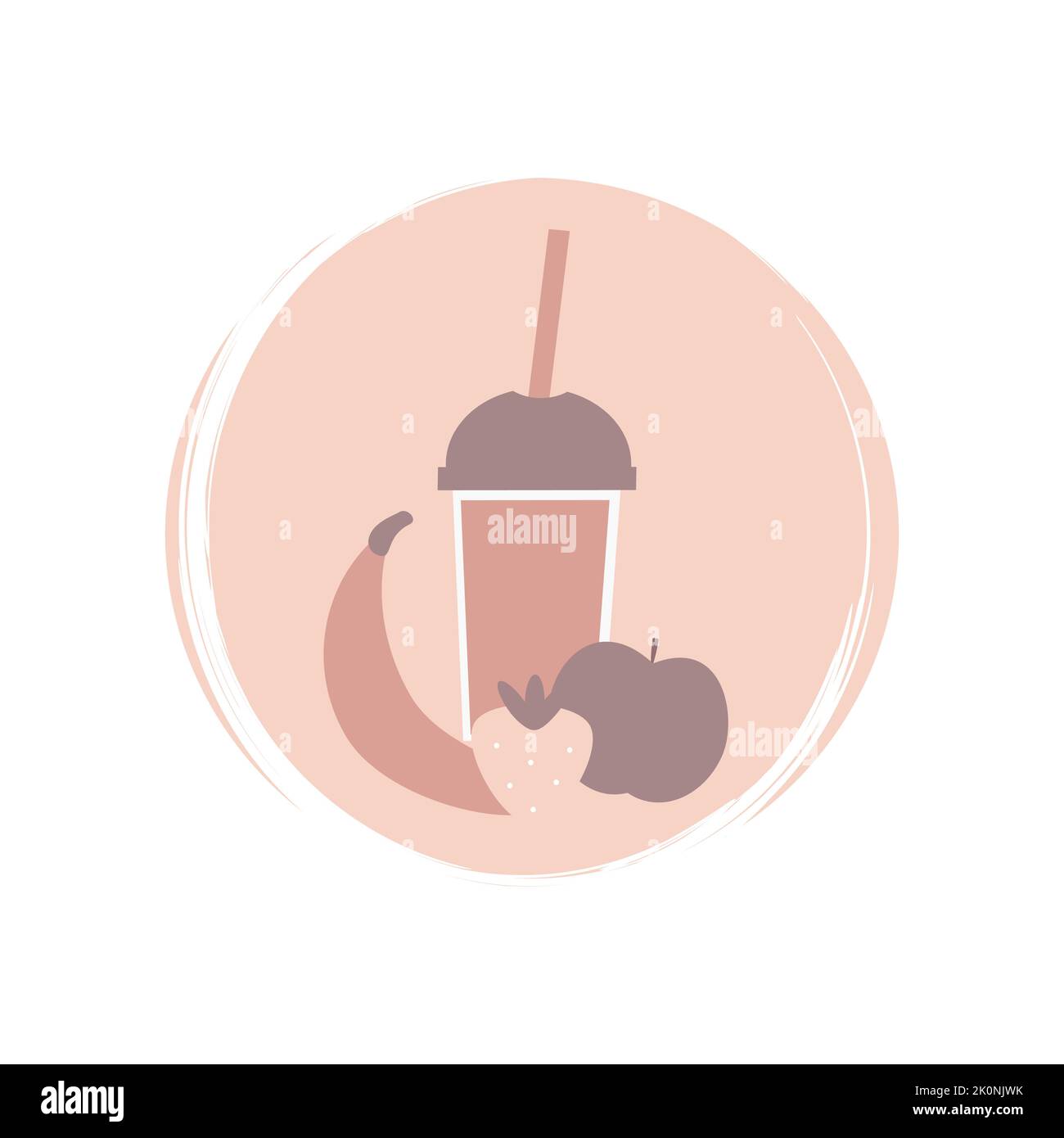 Cute logo or icon vector with healthy fruits smoothie, illustration on ...