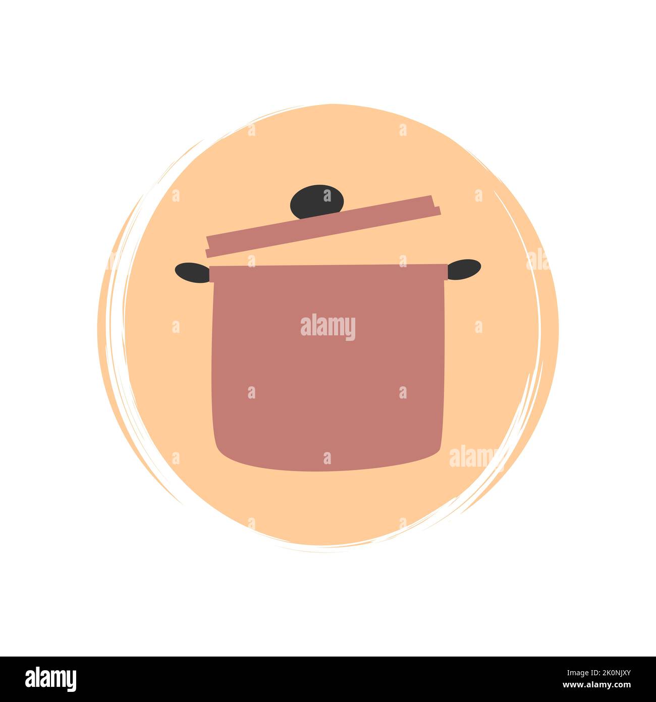 Cute logo or icon vector with cooking pan, illustration on circle with ...