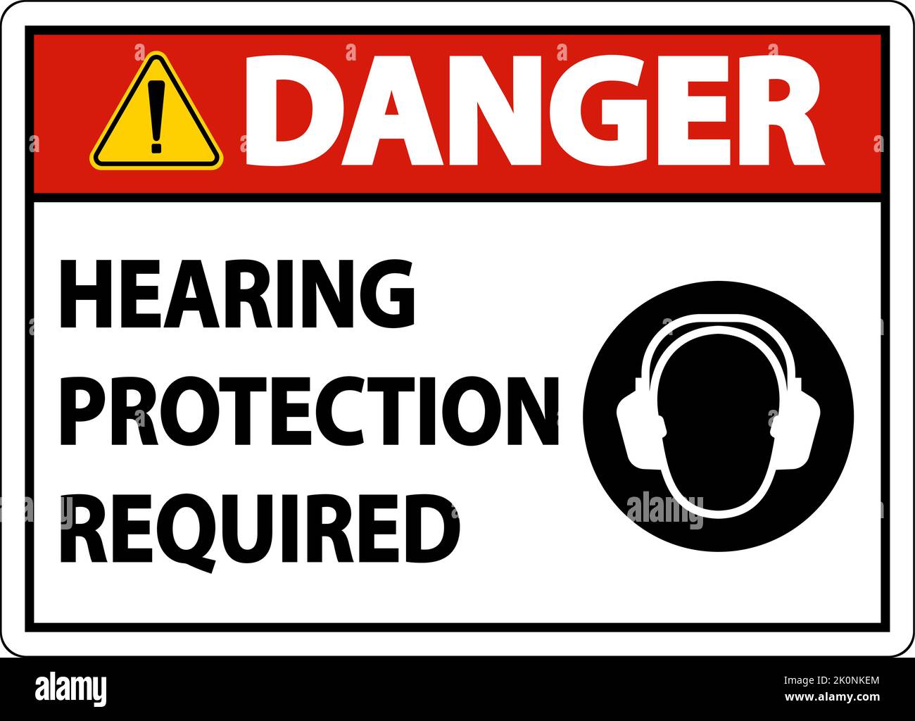 Danger Hearing Protection Required Sign On White Background Stock ...