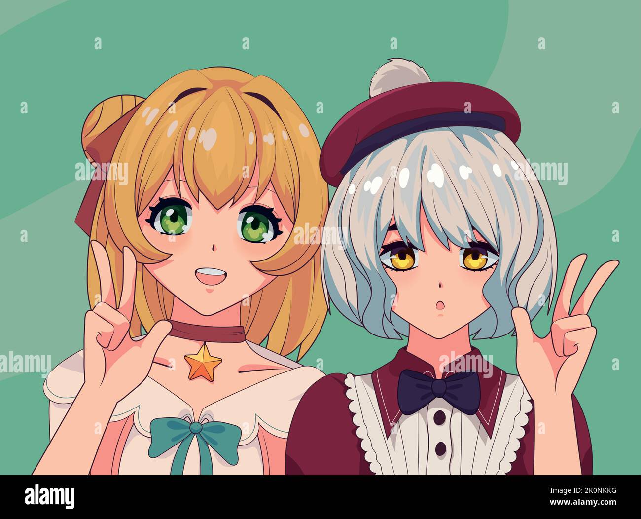 two anime girls Stock Vector Image & Art - Alamy