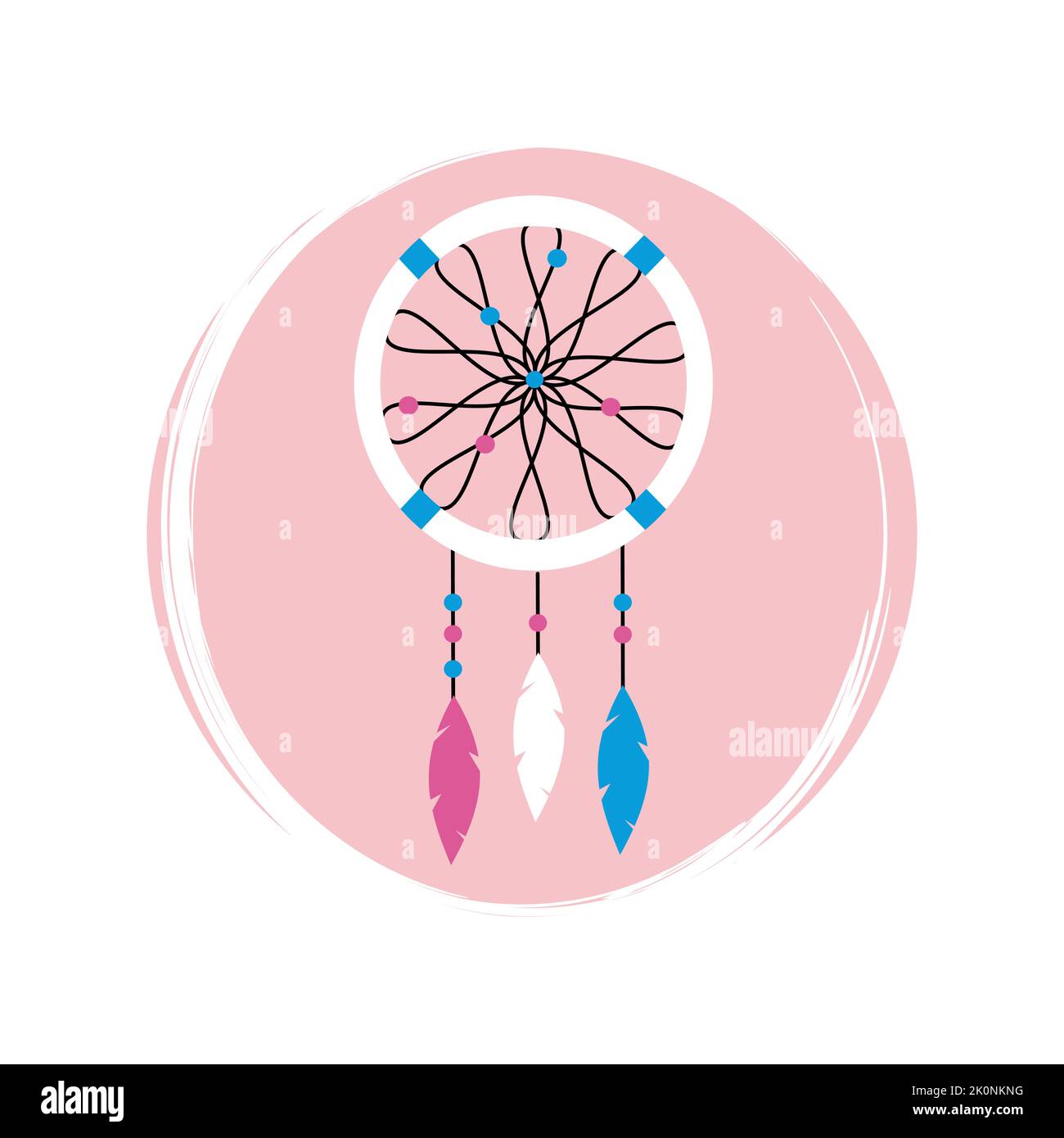 Cute logo or icon vector with dreamcatcher, illustration on circle with ...