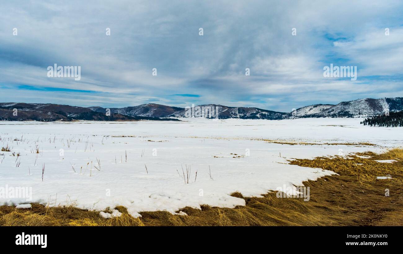Snow covers Valles Caldera National Preserve in New Mexico Stock Photo ...